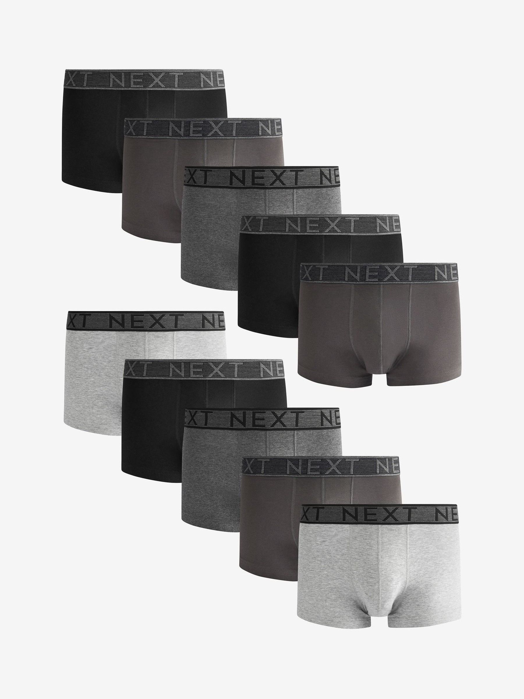 Buy Grey 10 pack Cotton Rich Blend Hipsters Boxers from the Next UK ...