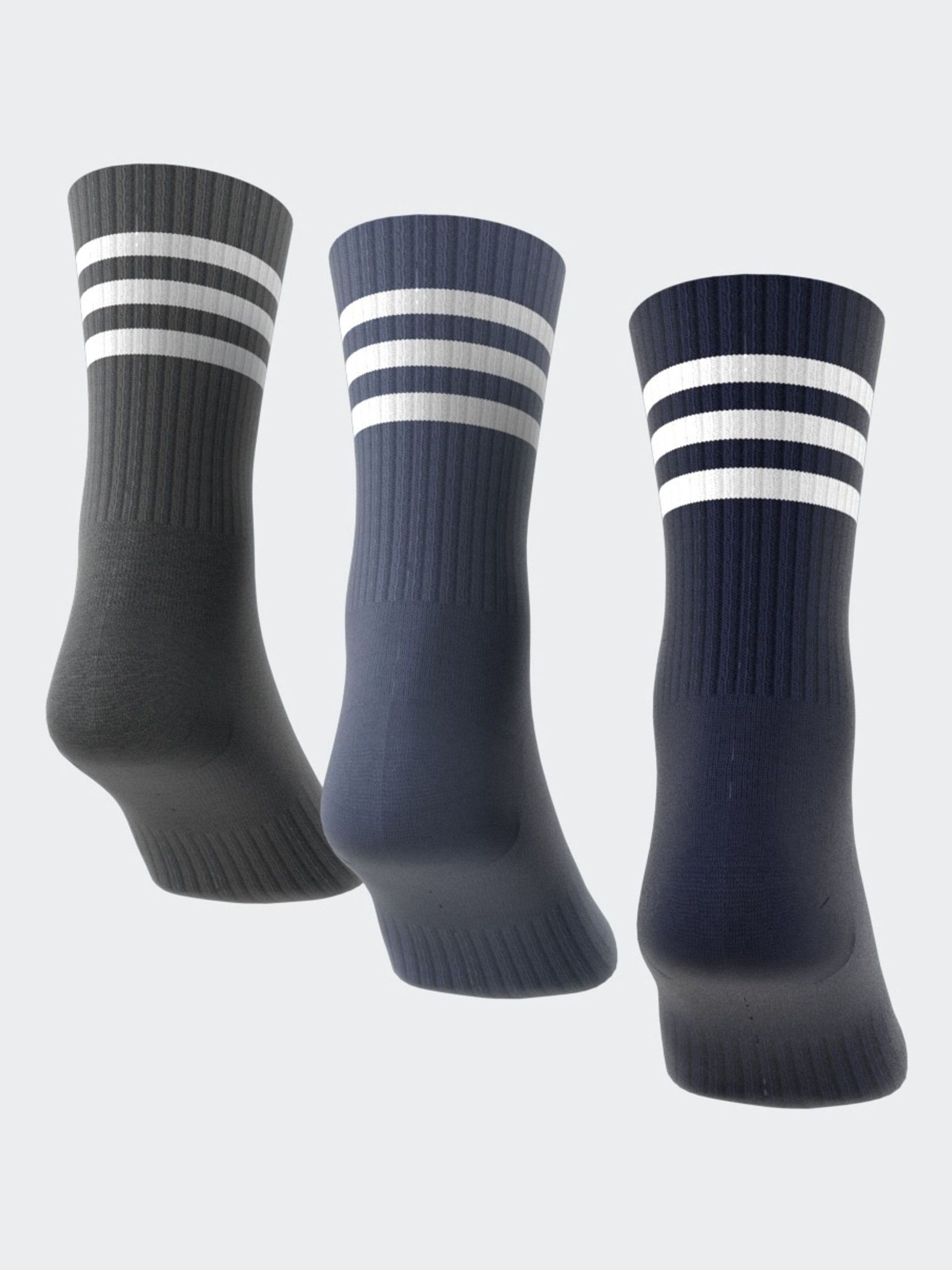 Buy adidas Blue 3-Stripe Crew Length Socks 3 Pack from the Next UK ...