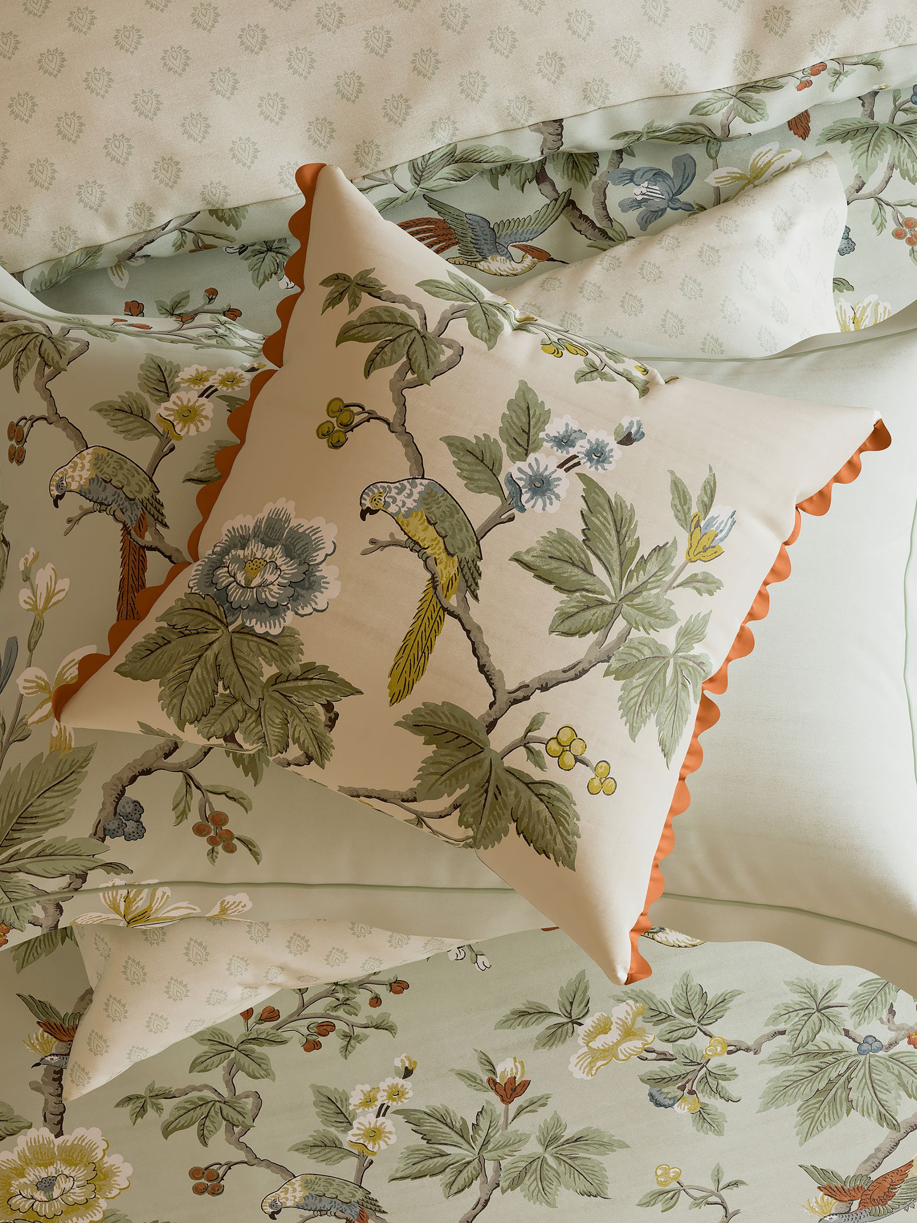 Buy Sanderson Green Lophura 100% Cotton Duvet Cover and Pillowcase Set ...