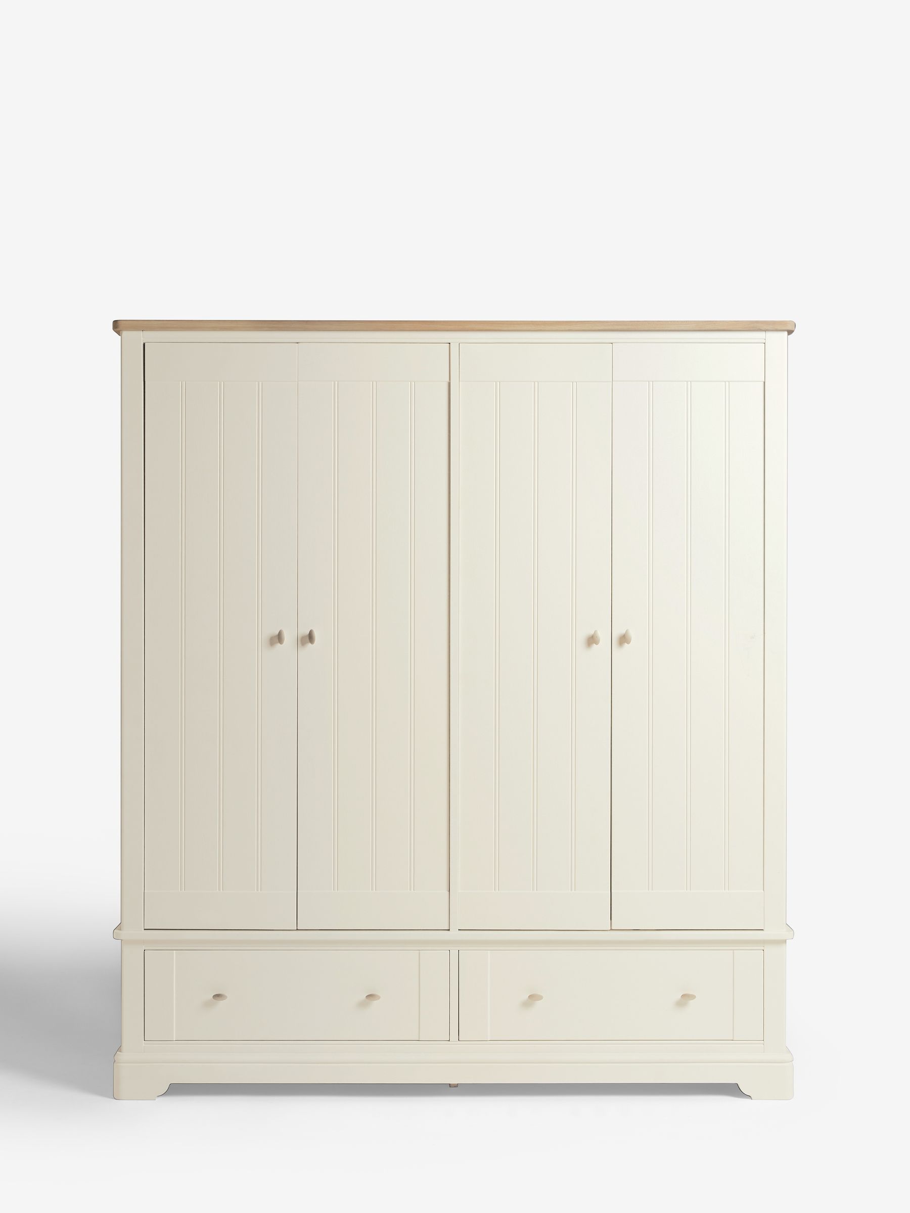 Buy Chalk White Hampton Solid Oak 4 door, 2 drawers Wardrobe from the ...