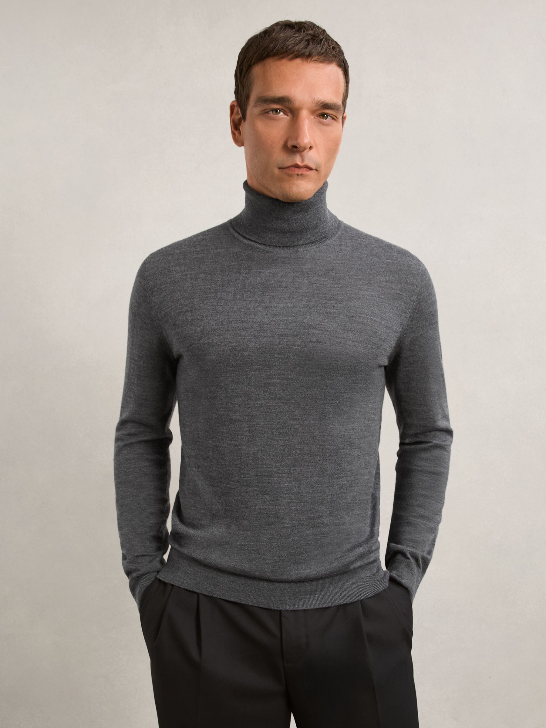 Buy Reiss Derby Grey Marl Caine Merino Wool Roll-Neck Jumper from the ...