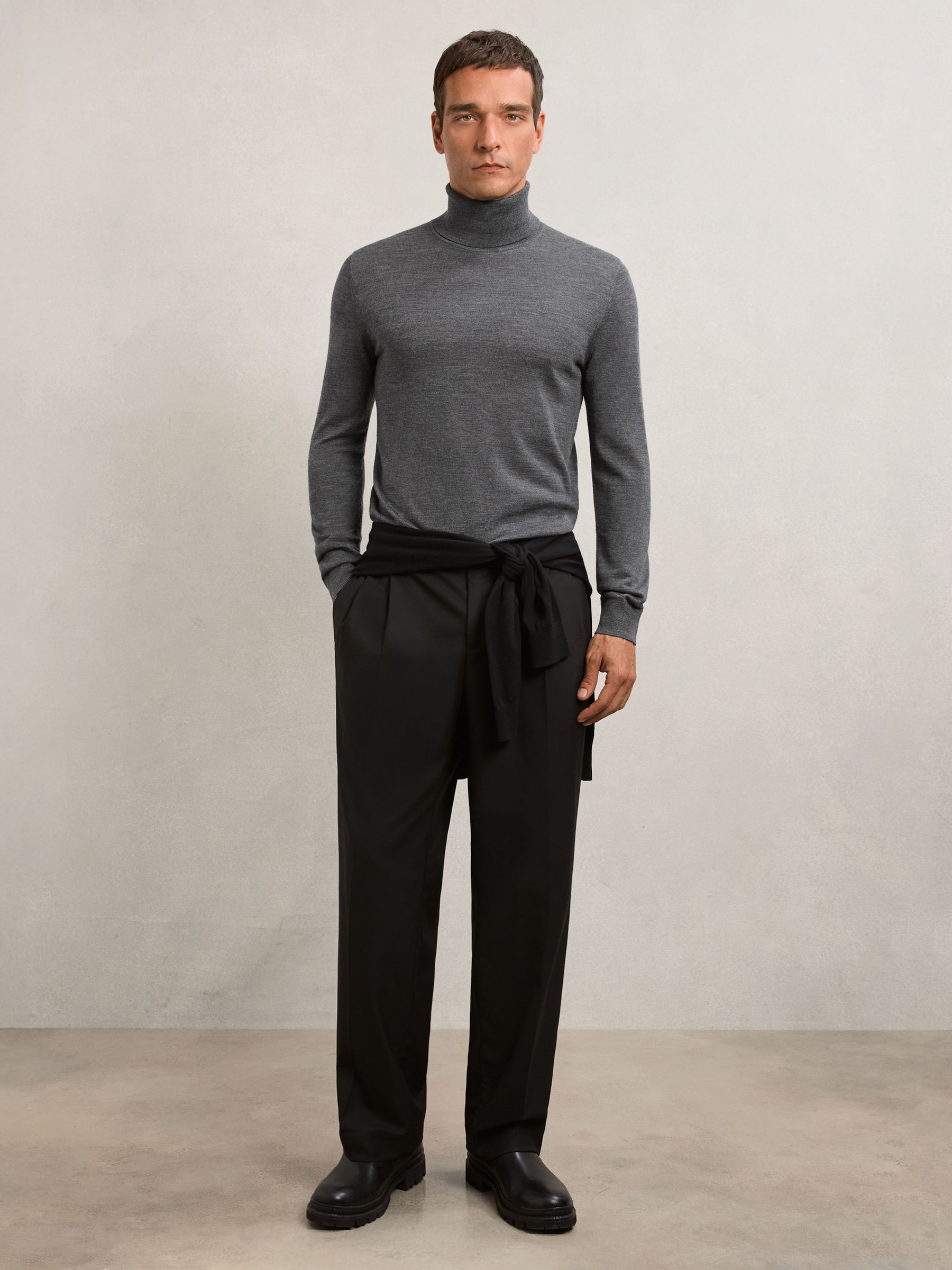 Buy Reiss Derby Grey Marl Caine Merino Wool Roll-Neck Jumper from the ...