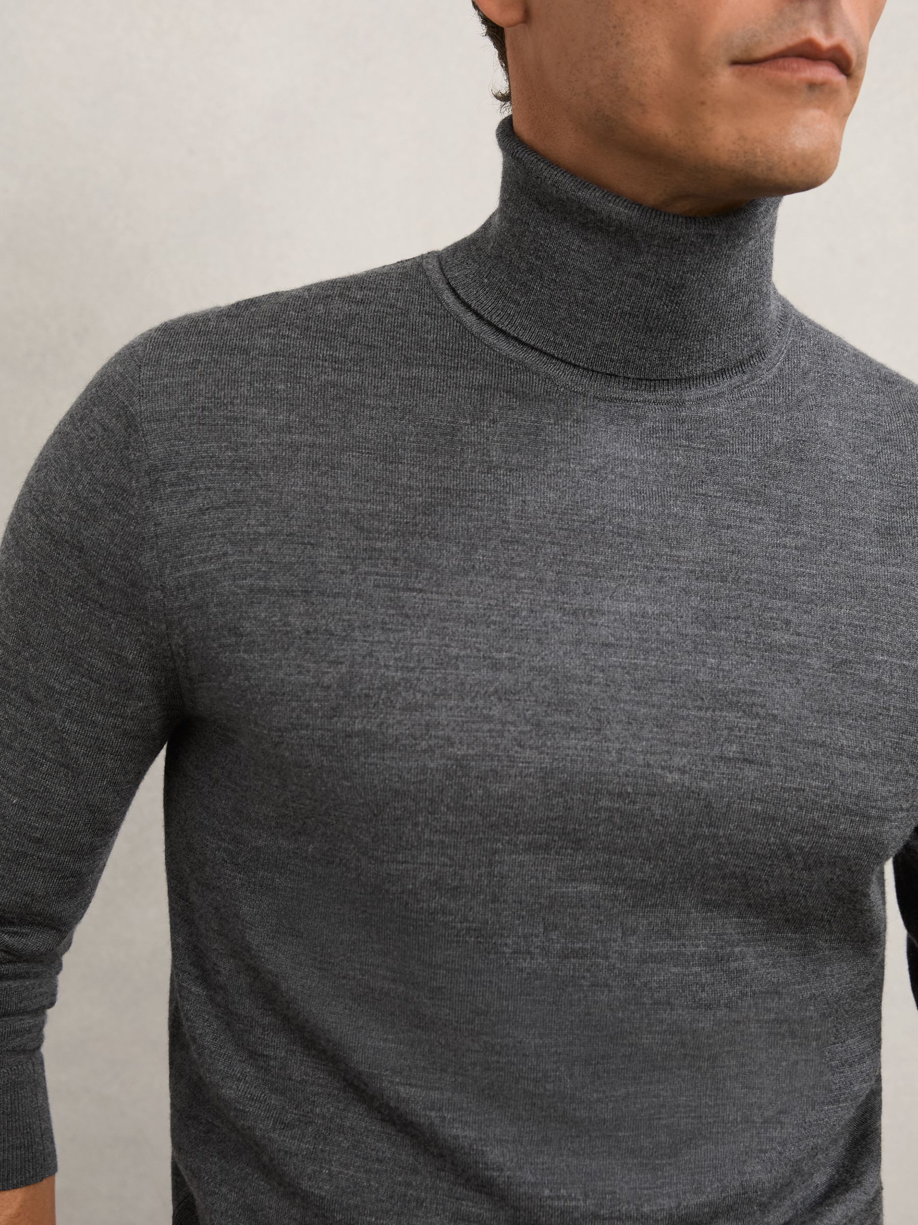 Buy Reiss Derby Grey Marl Caine Merino Wool Roll-Neck Jumper from the ...