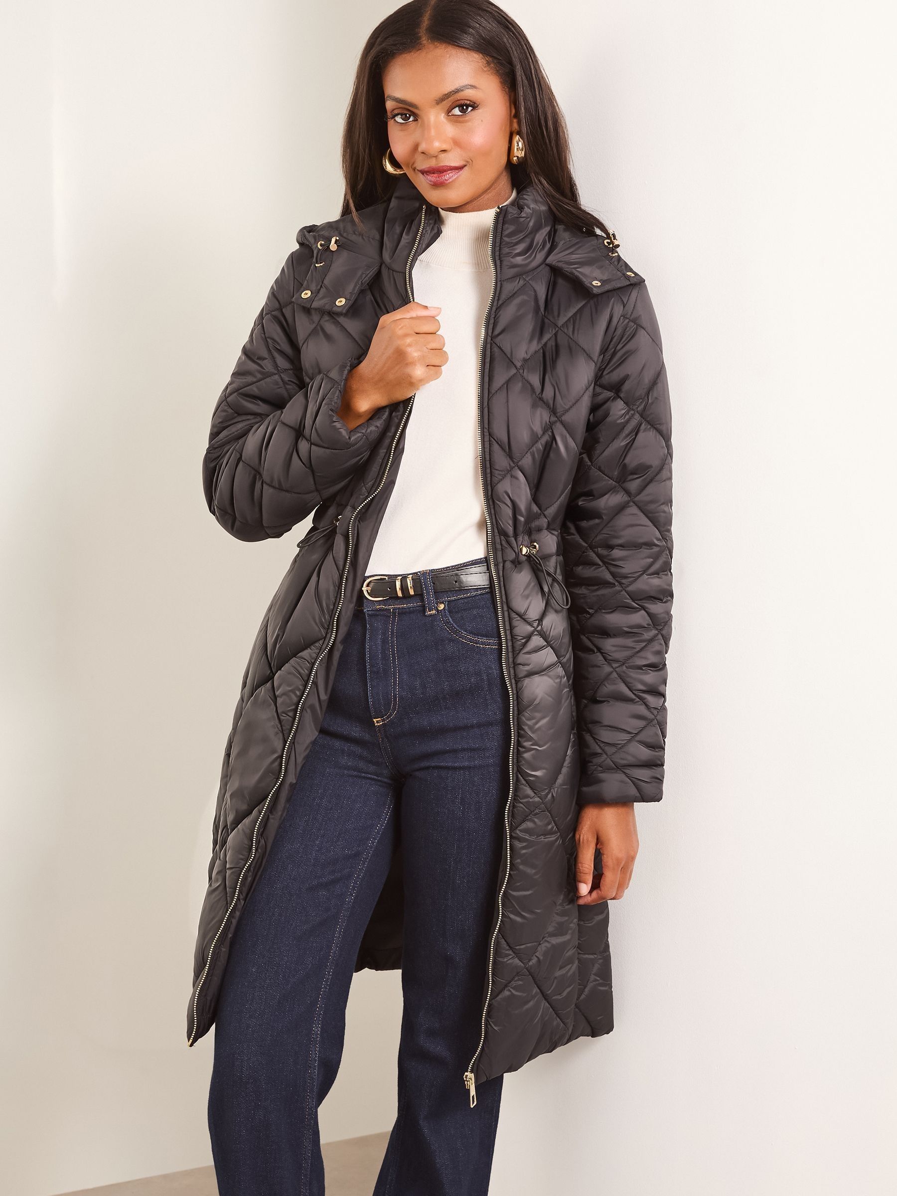 Buy Lipsy Black Shower Resistant Quilted Padded Coat from the Next UK ...