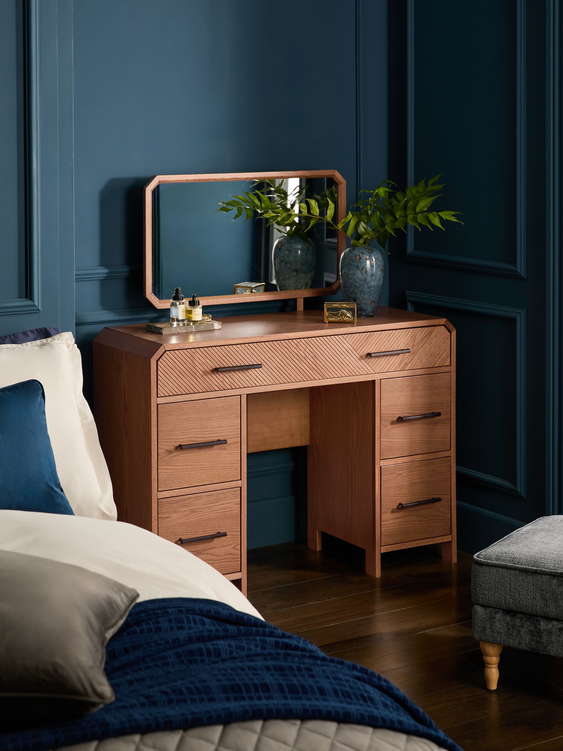 Buy Dark Natural Ellis Oak Wood Console Dressing Table from the Next UK ...