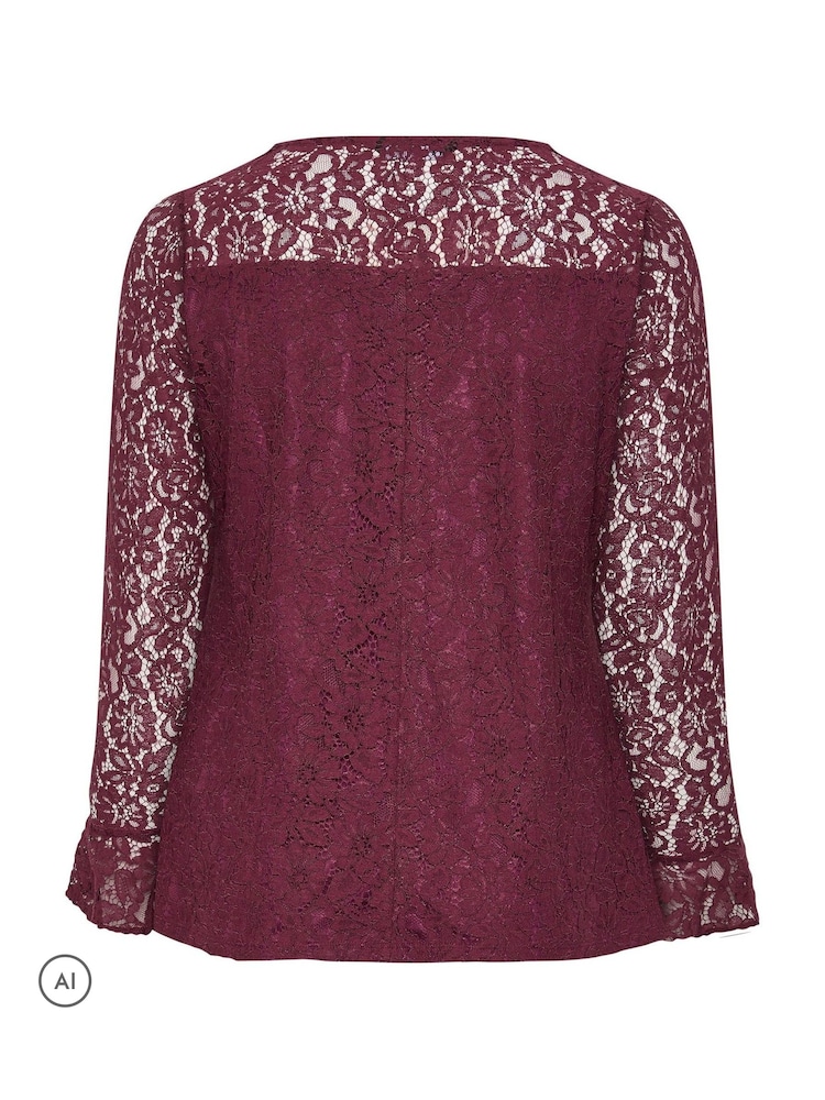 Buy Yours Curve Red Lace Long Sleeve Top from Next USA
