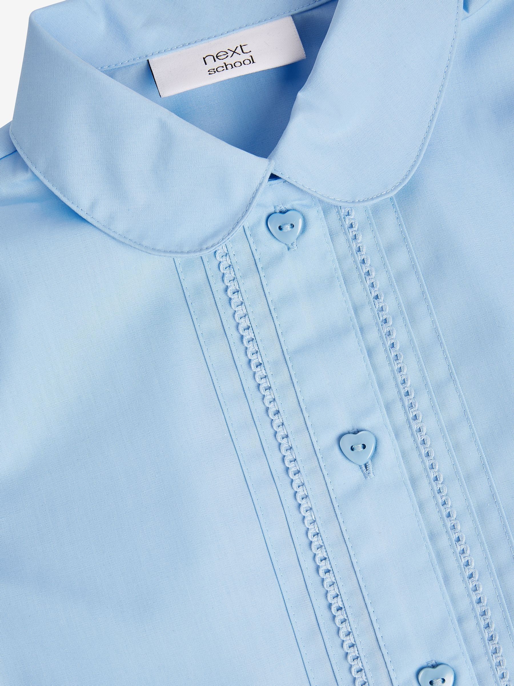 Buy Blue Regular Fit Puff Sleeve Lace Trim School Blouse (3-14yrs) from ...