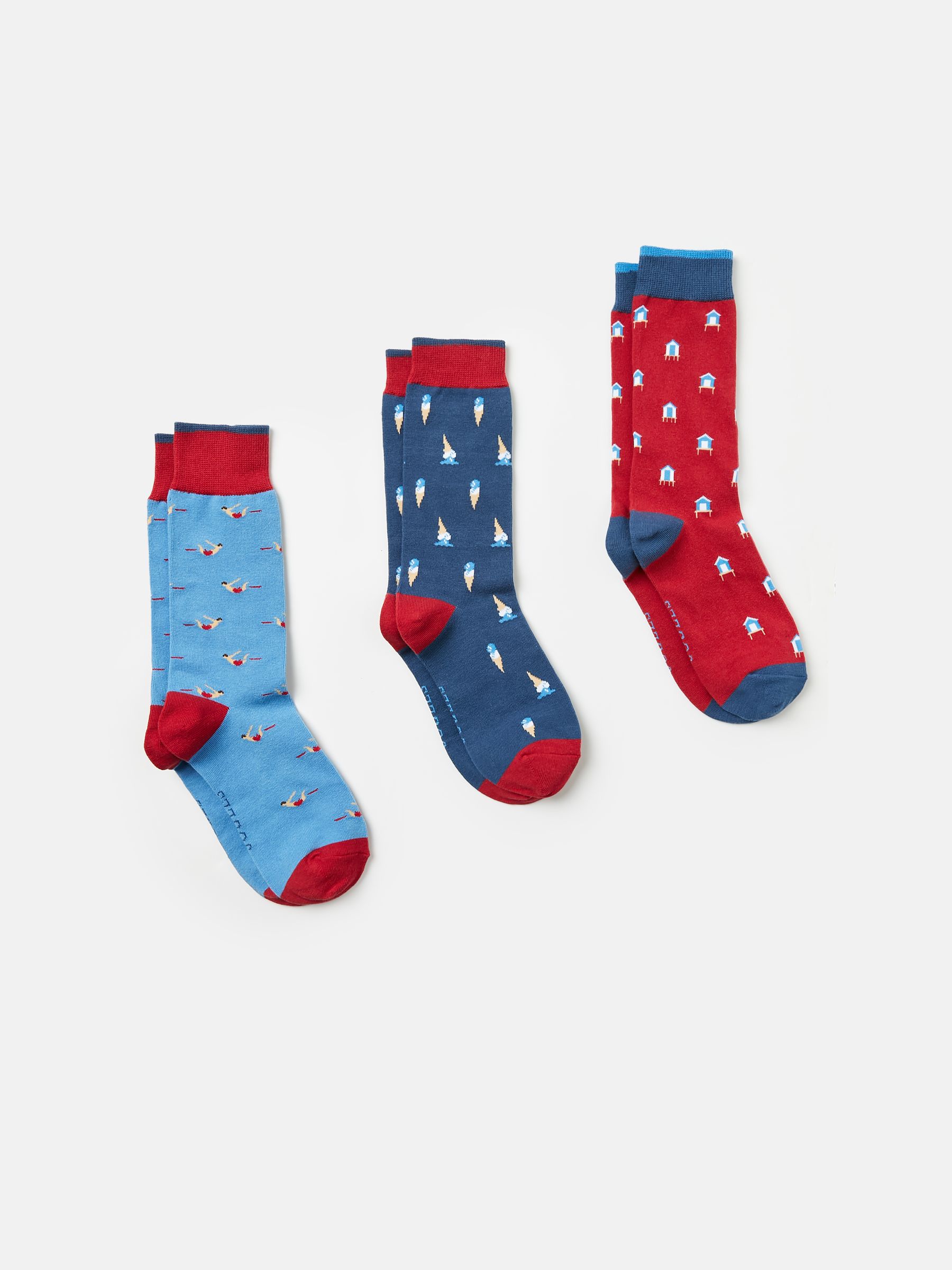 Buy Joules Striking Blue & Red Pack of Three Socks from the Next UK ...