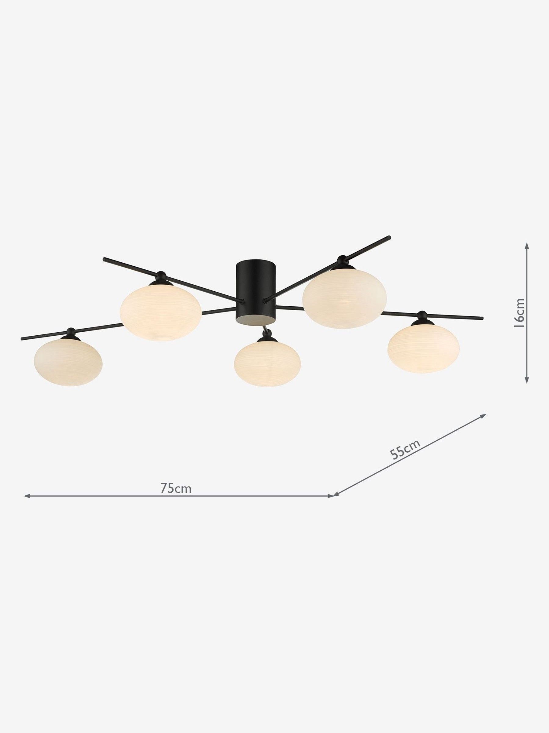 Buy Dar Lighting Black Jasper 5 Light Semi Flush Ceiling Light from the ...