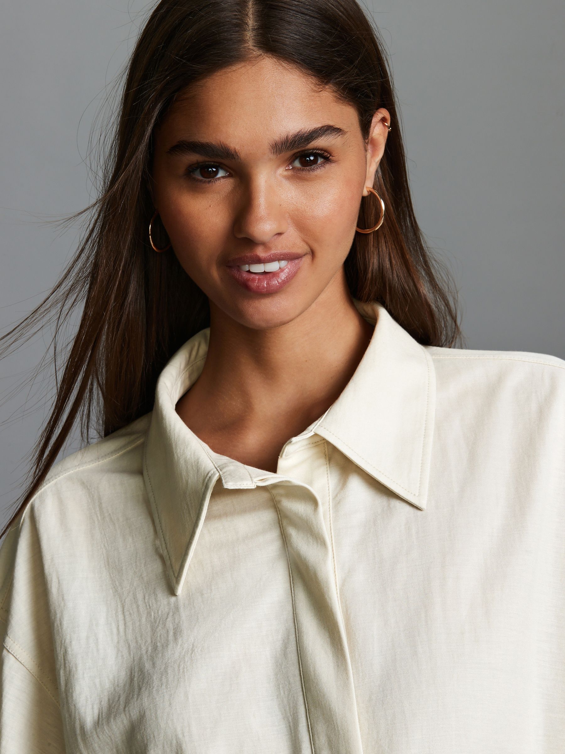 Buy Ecru Relaxed Fit Drawstring Hem Shirt from the Next UK online shop