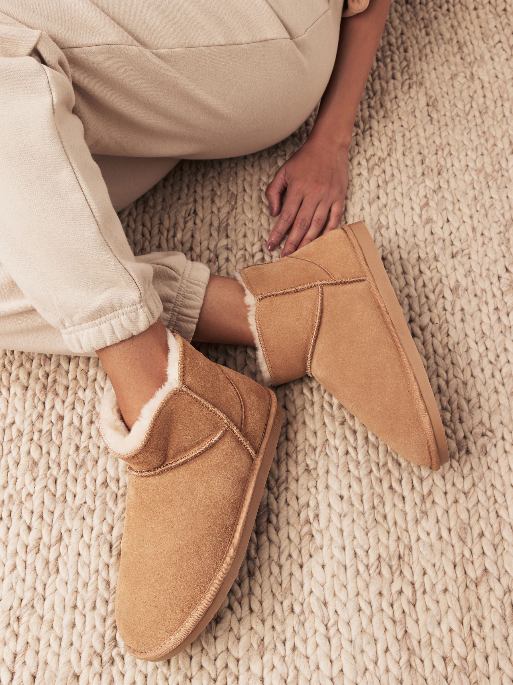 Buy Tan Brown Faux Fur Lined Suede Slipper Boots from the Next UK ...