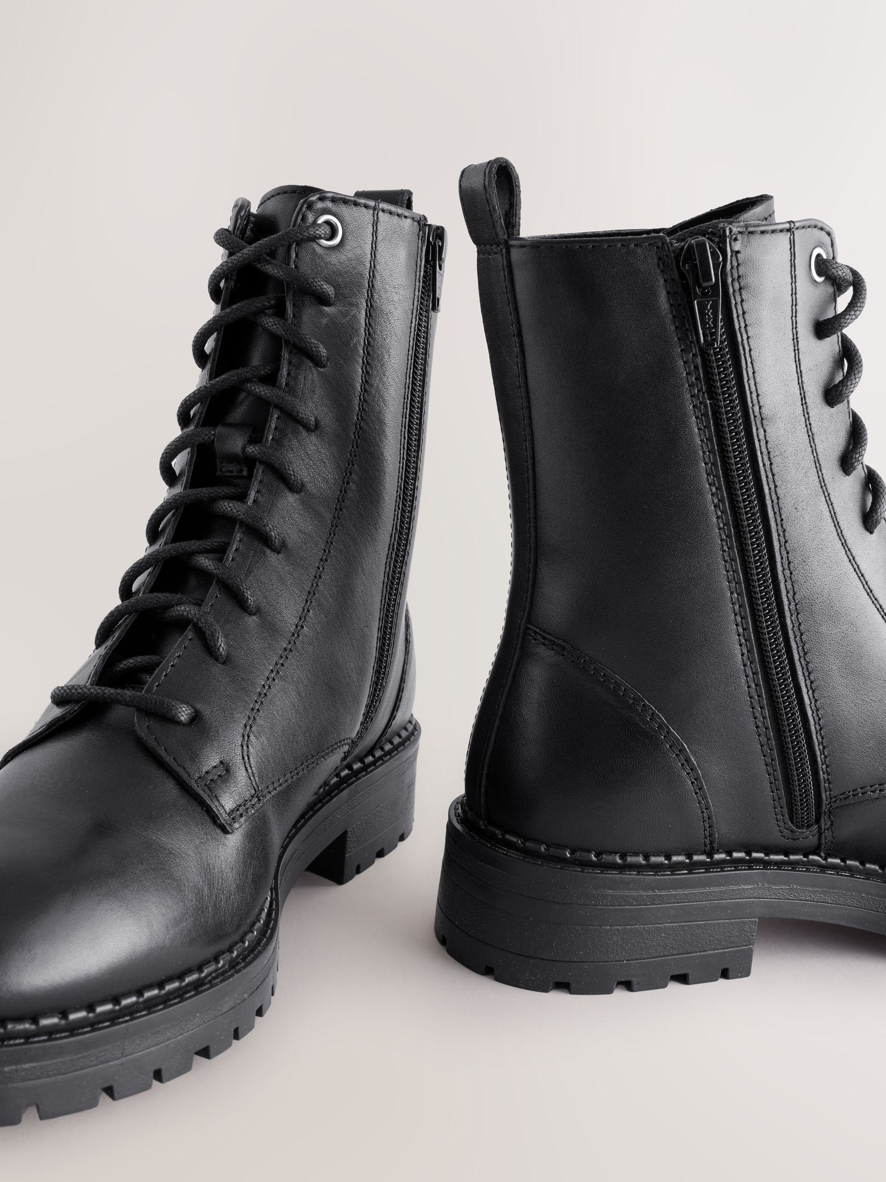 Buy Black Standard/Wide Fit Leather Lace-Up Boots from the Next UK ...