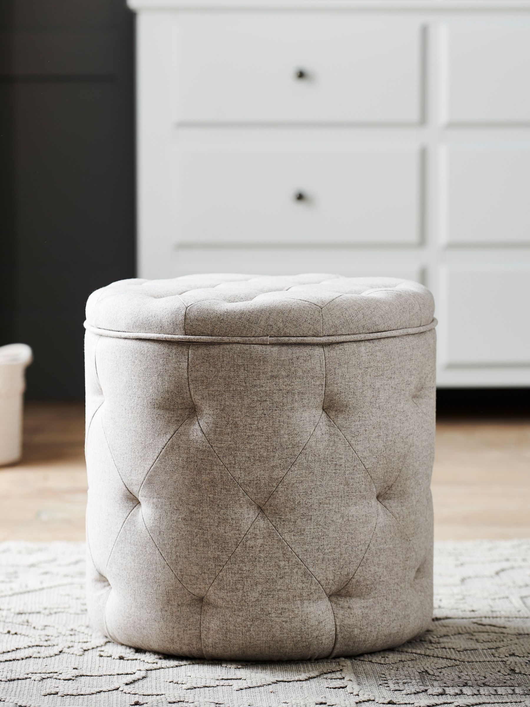 Buy Wool Blend Natural Stone Hartford Upholstered Storage Footstool ...
