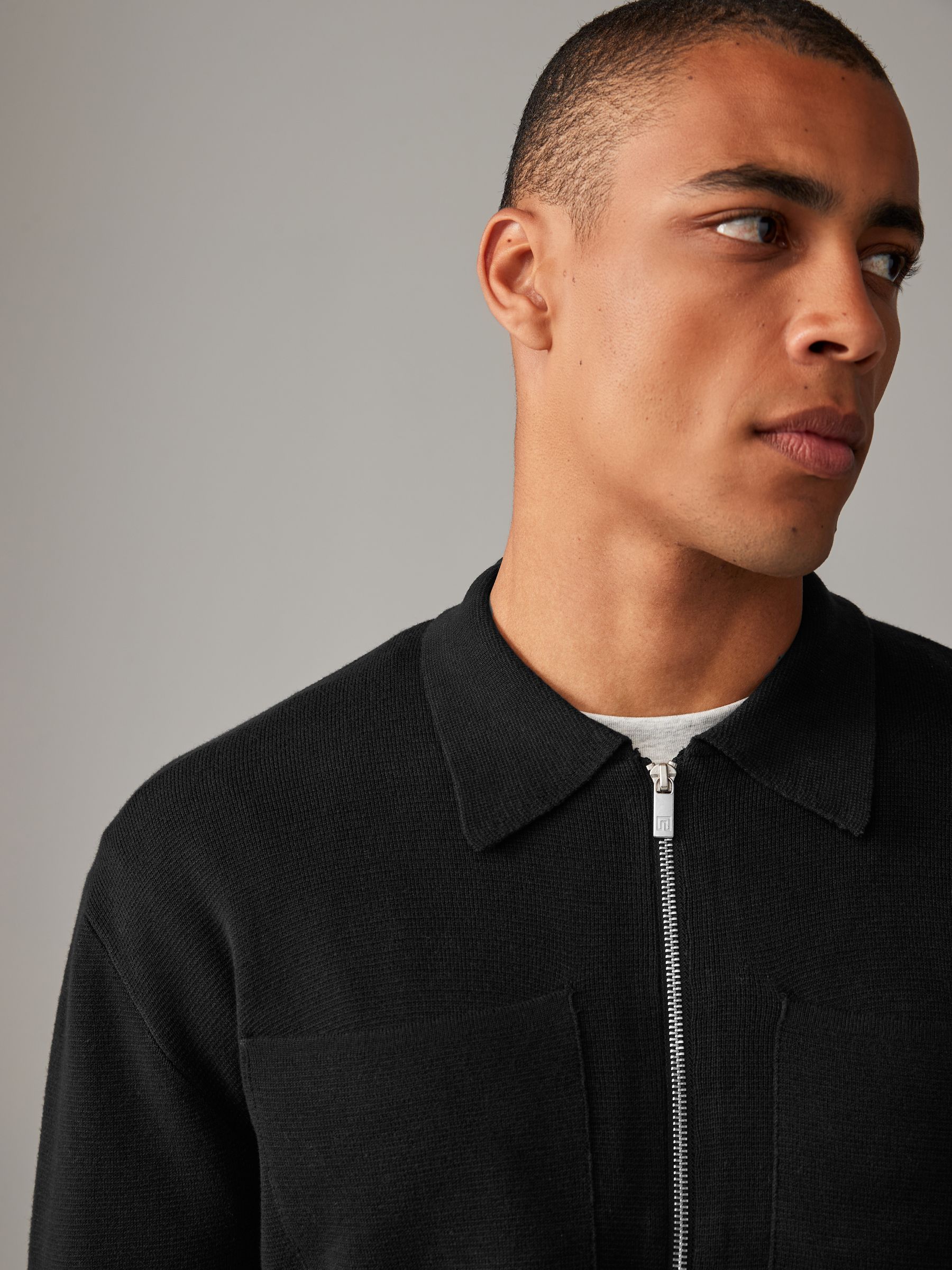 Buy Black Relaxed Fit 100% Cotton Twin Pocket Knit Shacket from the ...