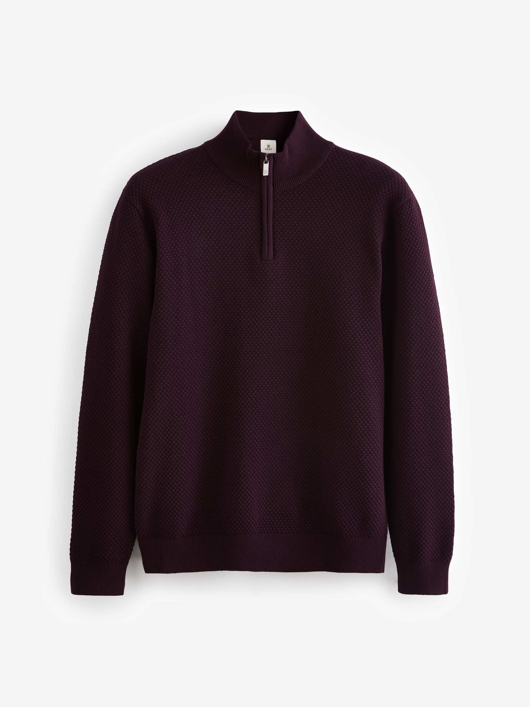 Buy Fig Purple Texture Regular Fit 100% Cotton Premium Quarter Zip ...