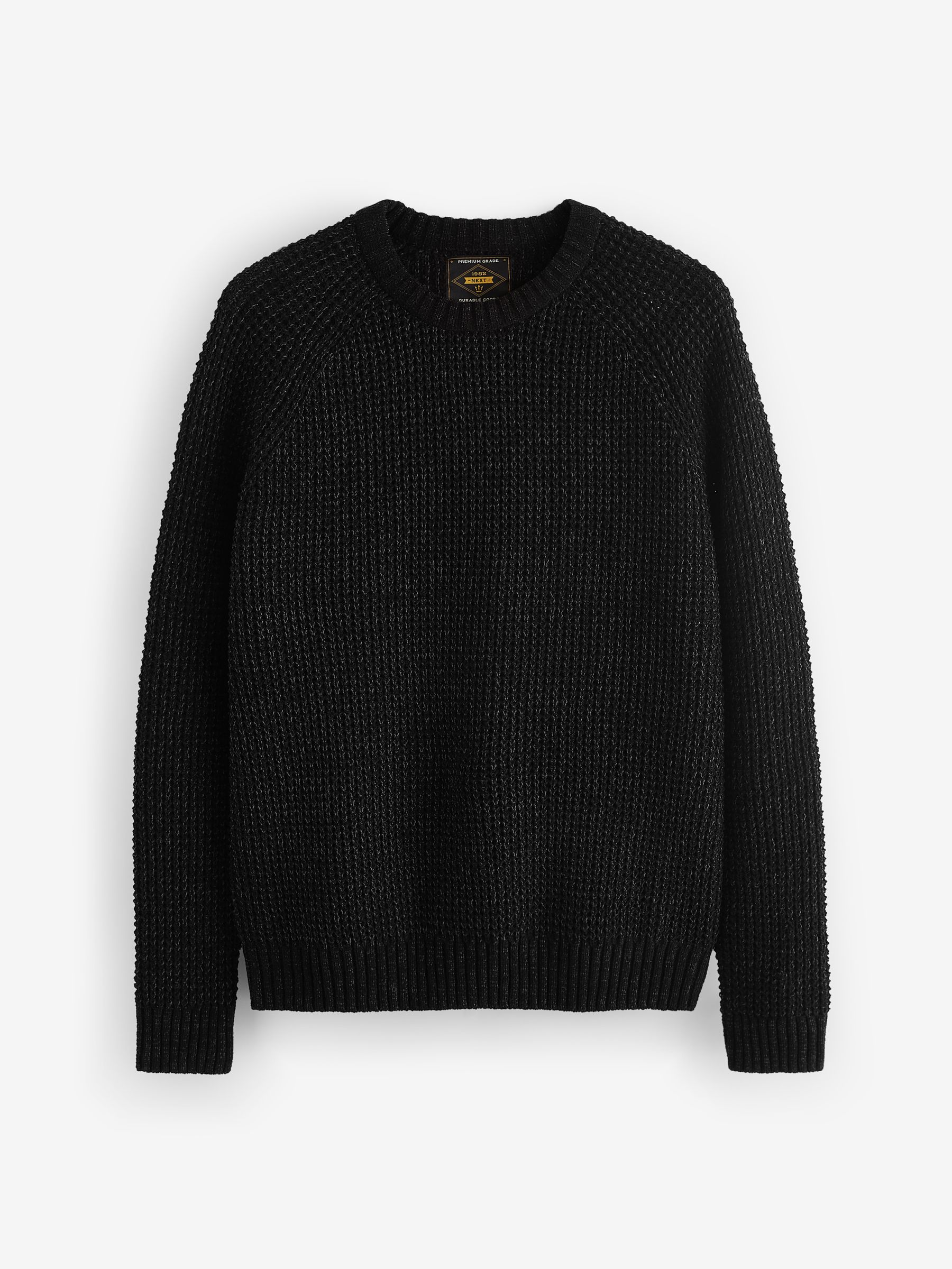 Buy Black Crew Neck Regular Fit Chenille Texture Jumper from the Next ...