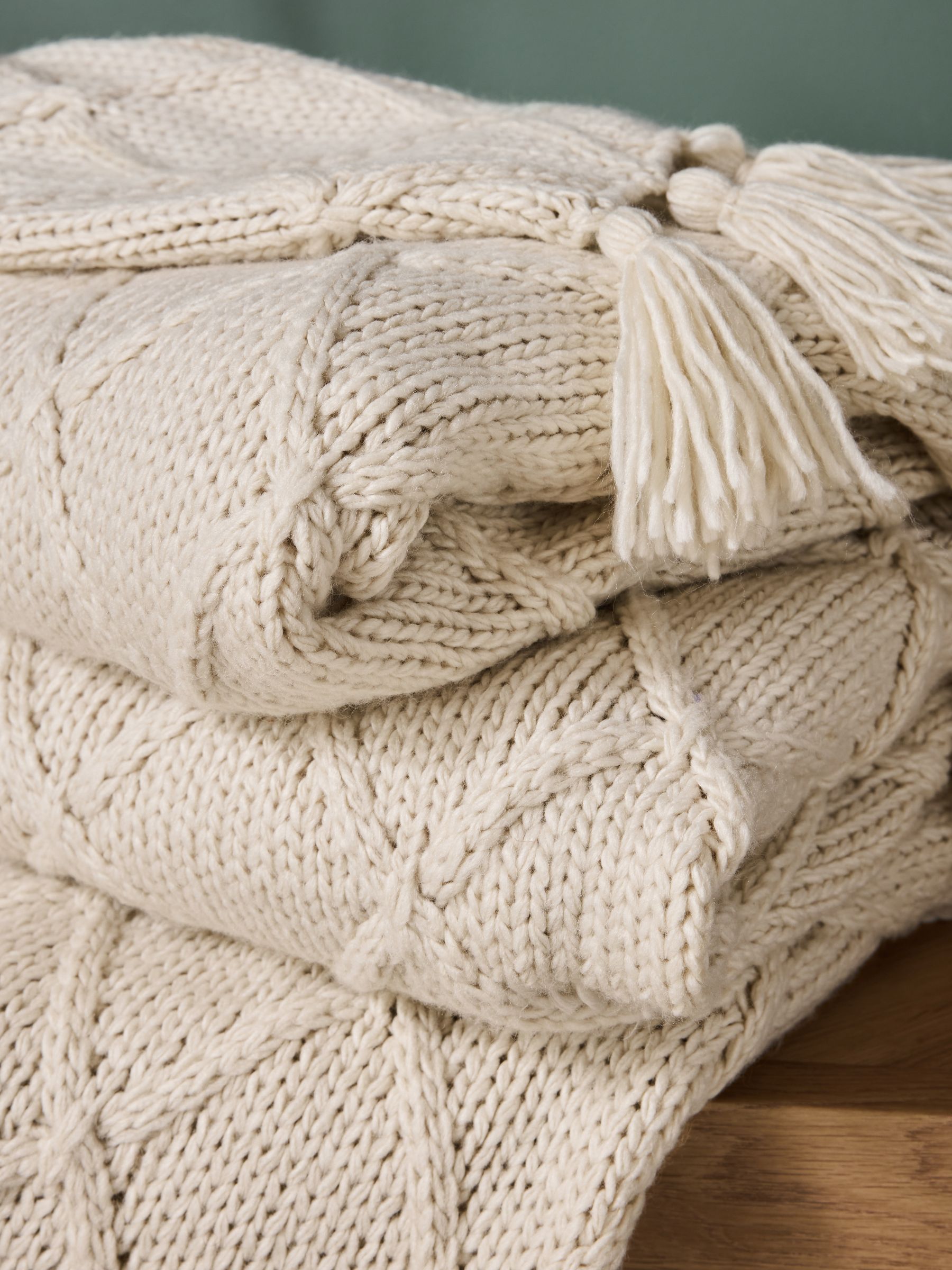 Buy Light Natural Chunky Cable Knit Throw from Next Australia
