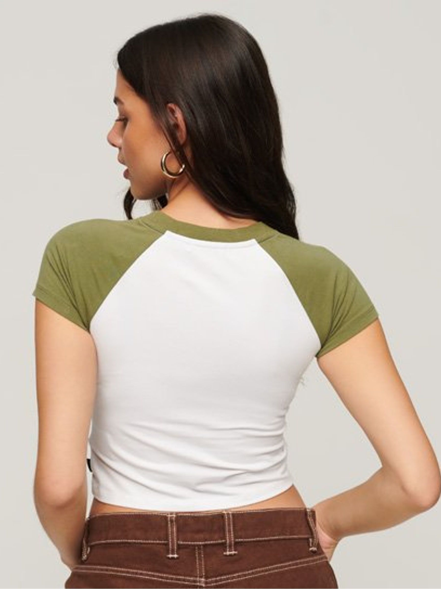 Buy SUPERDRY Green Crop Baseball Top from the Next UK online shop
