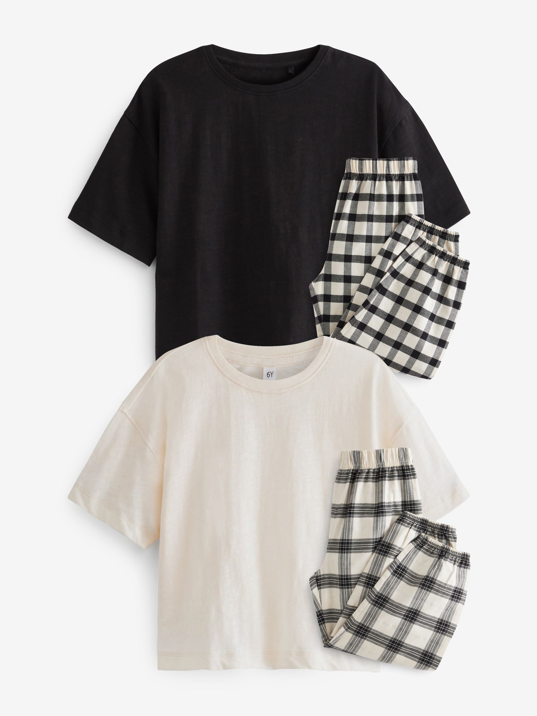 Buy Black/White Woven Check Pyjamas 2 Pack (3-16yrs) from Next Ireland