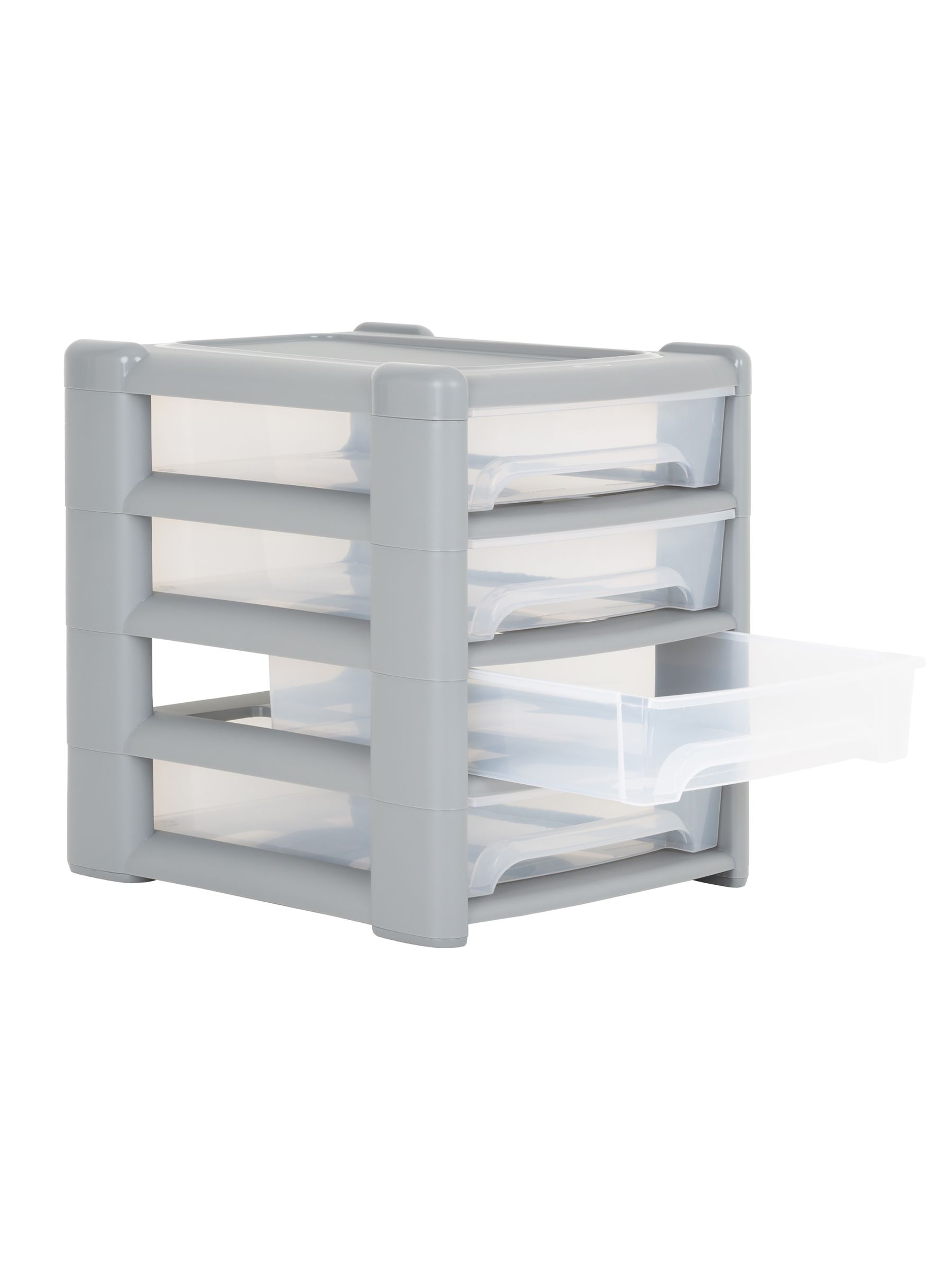 Buy Wham Grey 1 x Shallow 4 Drawer Tower Home and Office Organisation ...