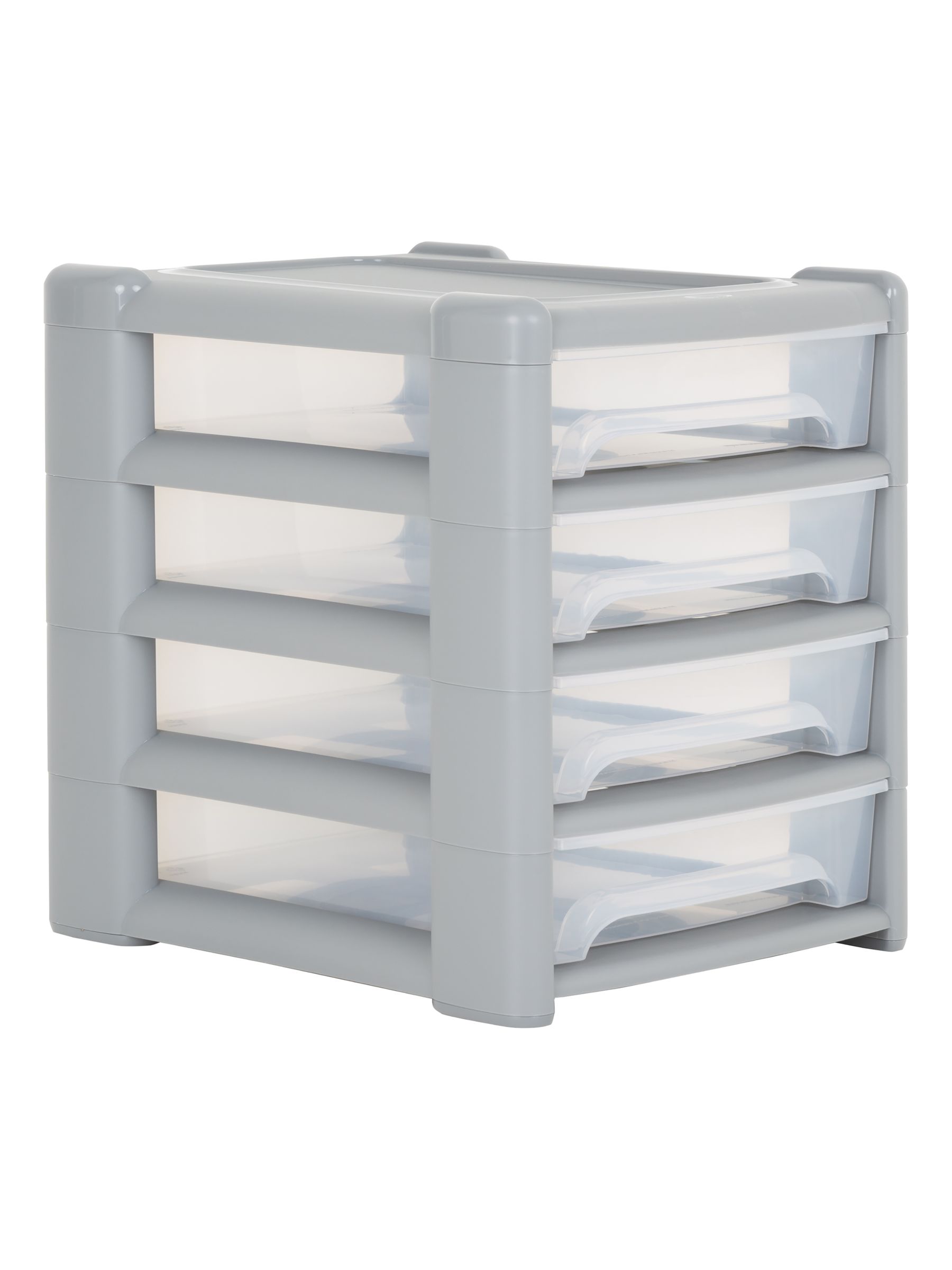 Buy Wham Grey 1 x Shallow 4 Drawer Tower Home and Office Organisation ...
