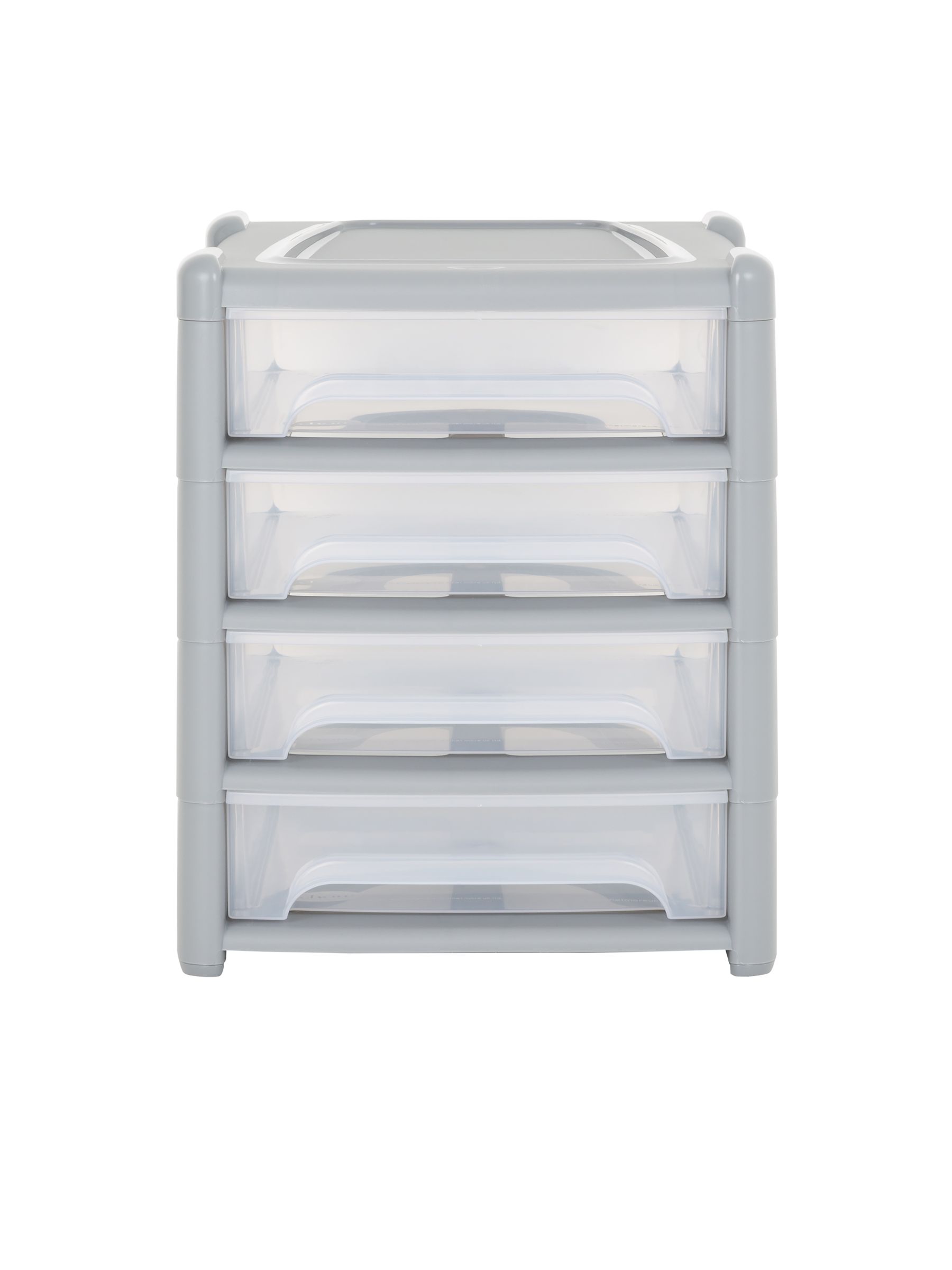 Buy Wham Grey 1 x Shallow 4 Drawer Tower Home and Office Organisation ...