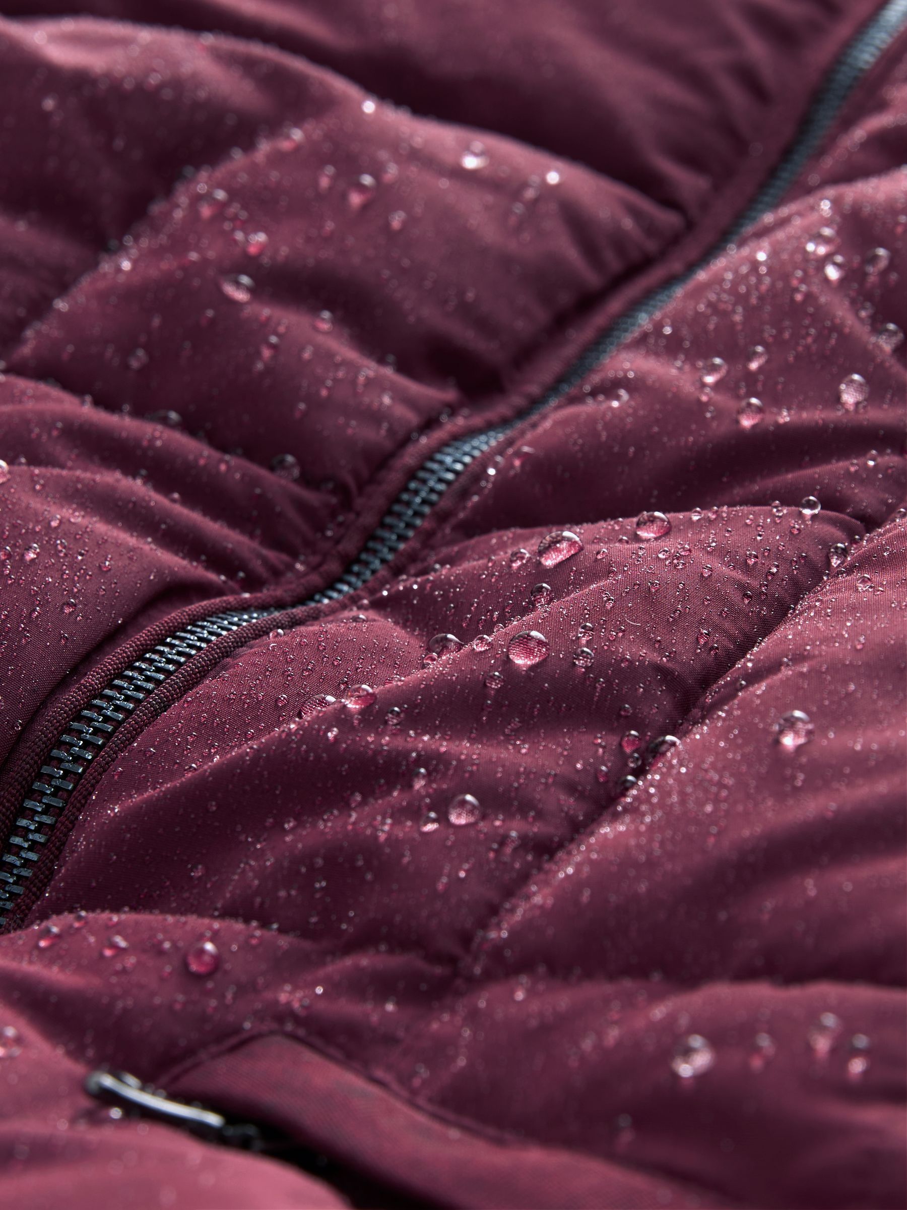 Buy Burgundy Shower Resistant Padded Puffer Hooded Mid Length Coat from ...