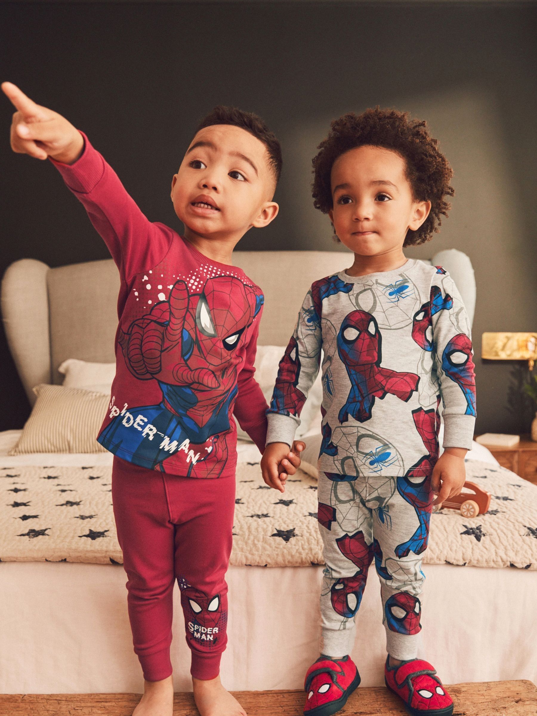 Buy Red/Navy Spiderman Snuggle Pyjamas 2 Pack (12mths-10yrs) from the ...