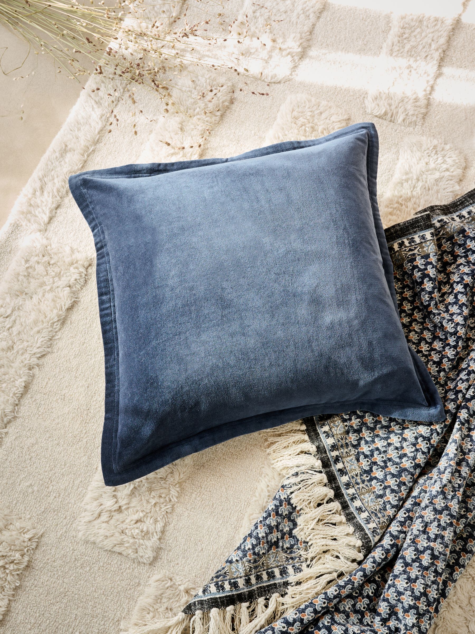 Buy French Connection Navy Blue Washed Velvet Cushion from the Next UK ...