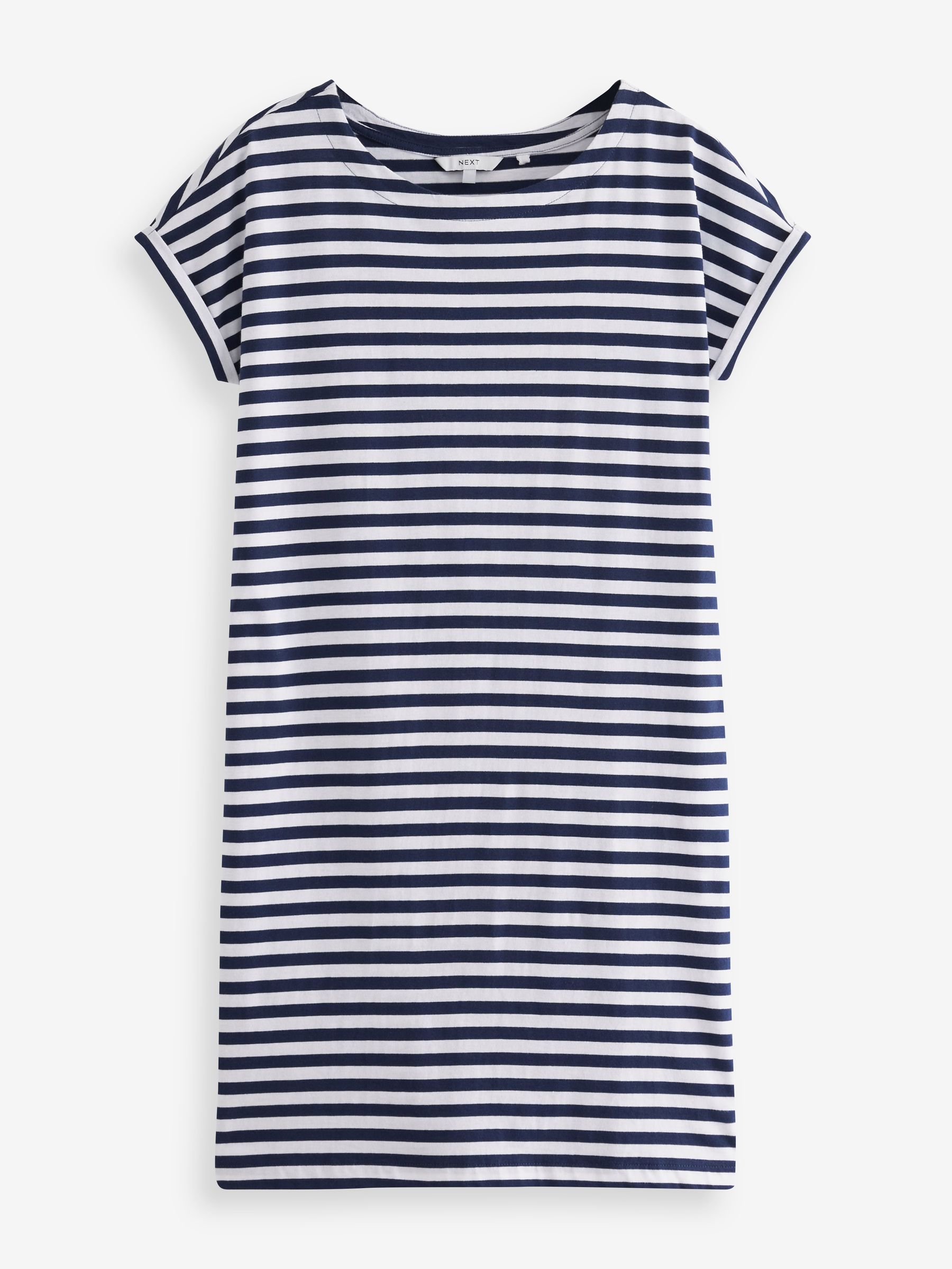 Buy Navy Blue/White Stripe 100% Cotton Relaxed Capped Sleeve Tunic ...