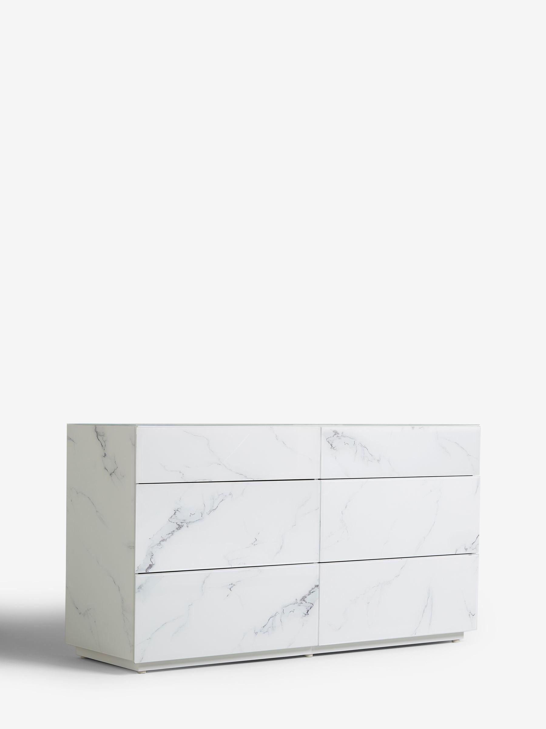 Buy Marble Effect Sloane Glass Wide Collection Luxe Chest of Drawers ...