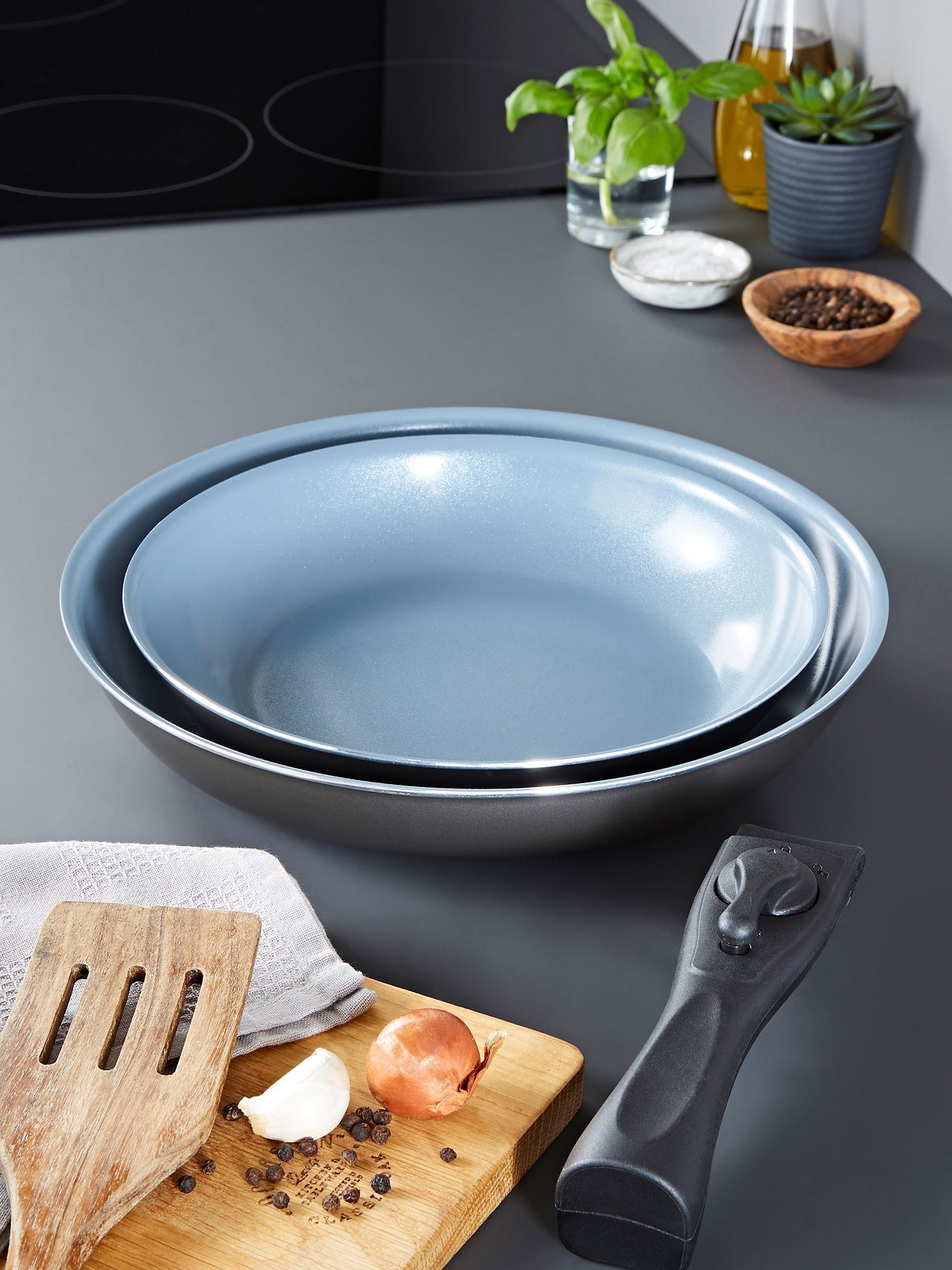 Buy Tower 3 Piece Grey Frying Pan Set from the Next UK online shop