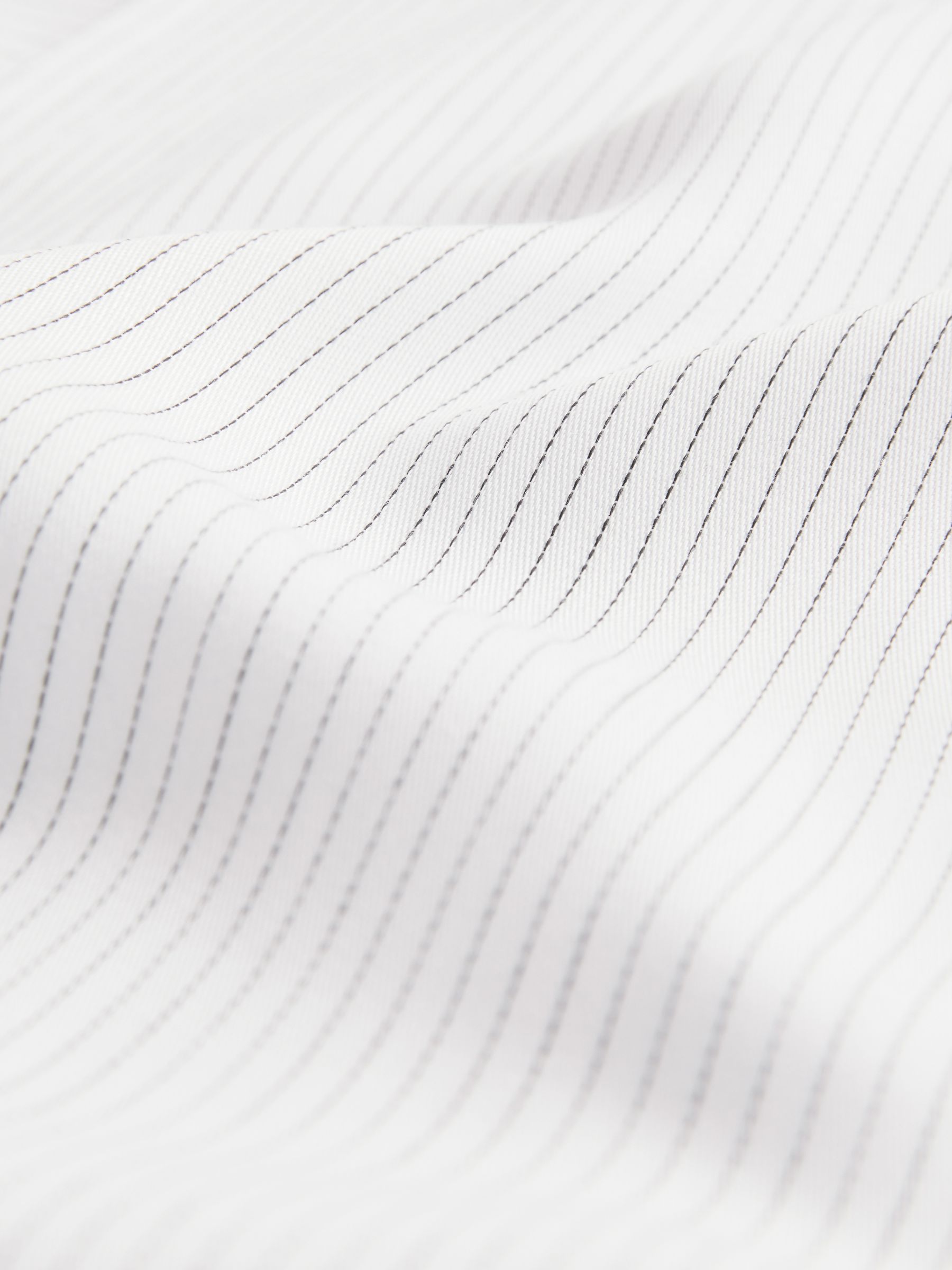 Buy White/Black Pin Stripe Regular Fit Viscose Long Sleeve Single Cuff ...
