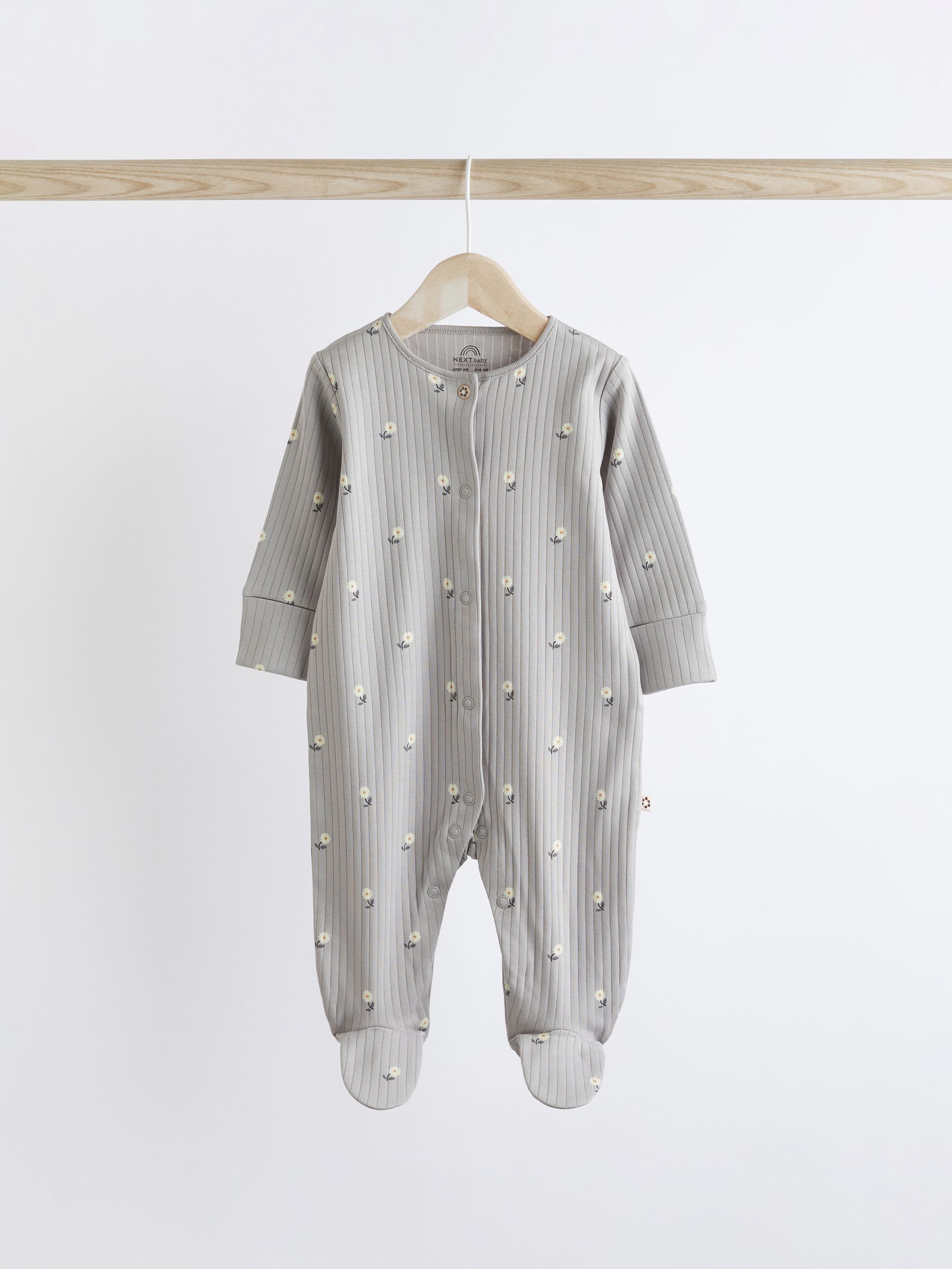 Buy Neutral/Grey/Black Printed Baby Sleepsuits 3 Pack (0-3yrs) from the ...