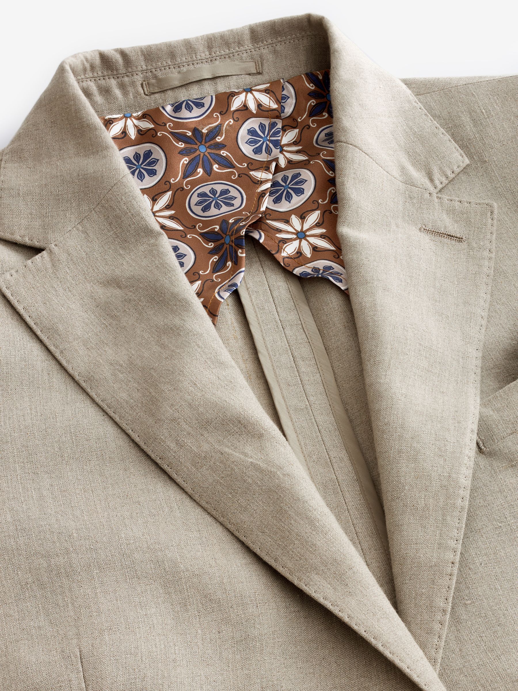 Buy Neutral Slim Fit Signature Leomaster Italian Linen Suit Jacket from ...