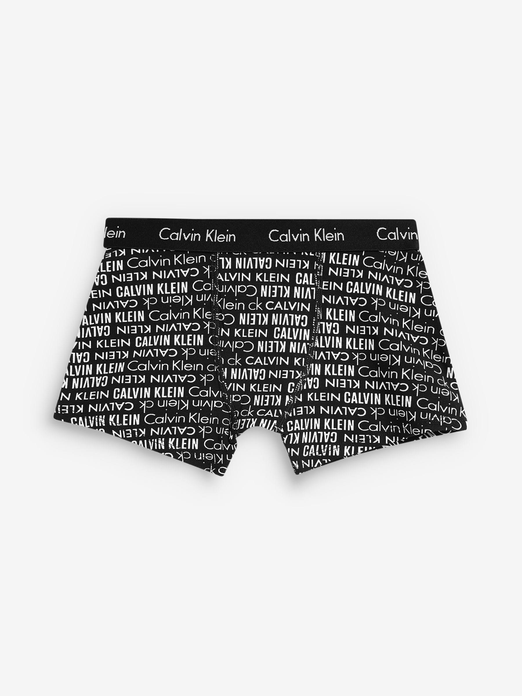 Buy Calvin Klein Black Boys Modern Cotton Printed Trunks 2 Pack from ...