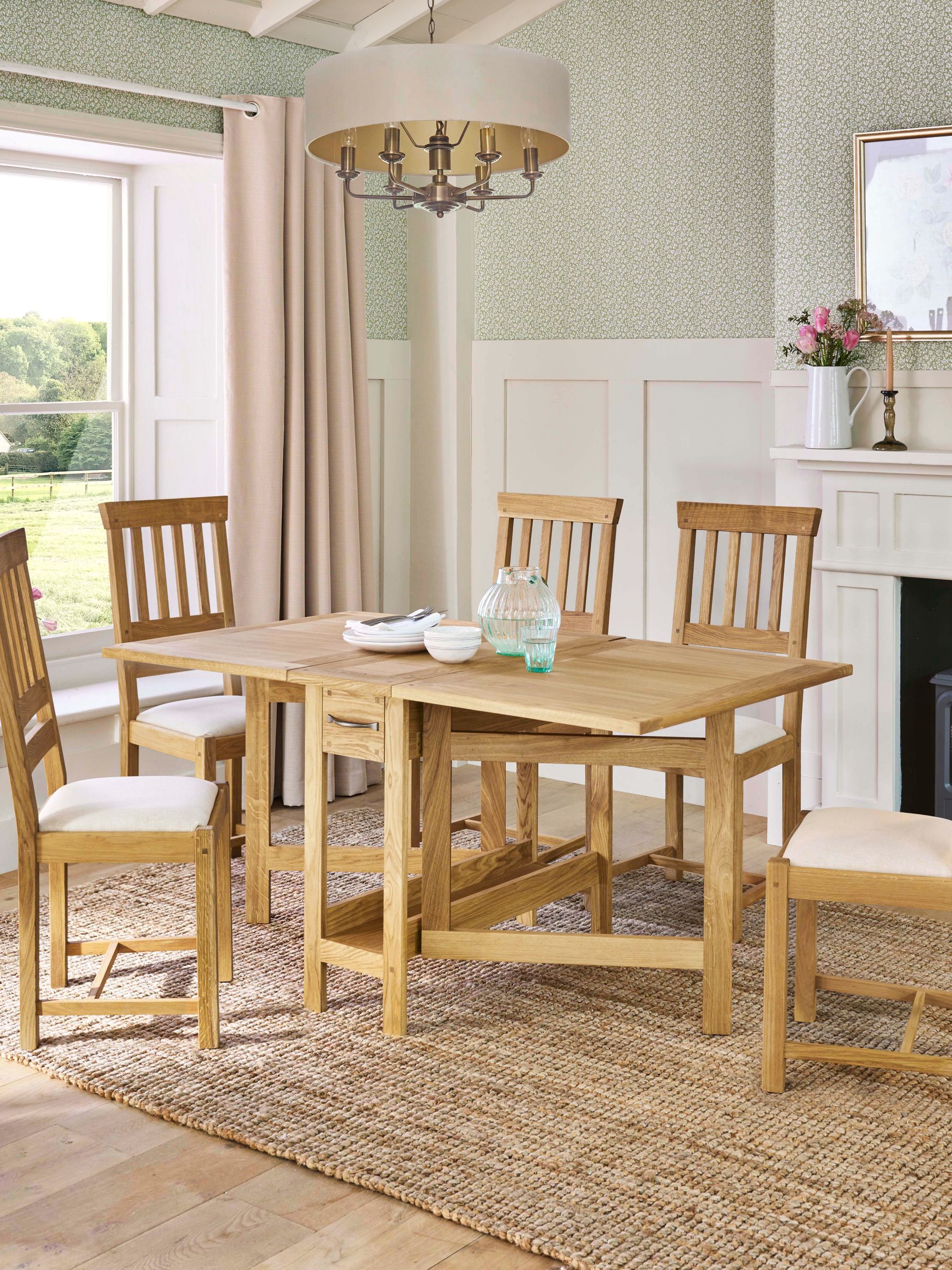 Buy Laura Ashley Oak Milton 4-6 Seater Drop Leaf Dining Table from the ...