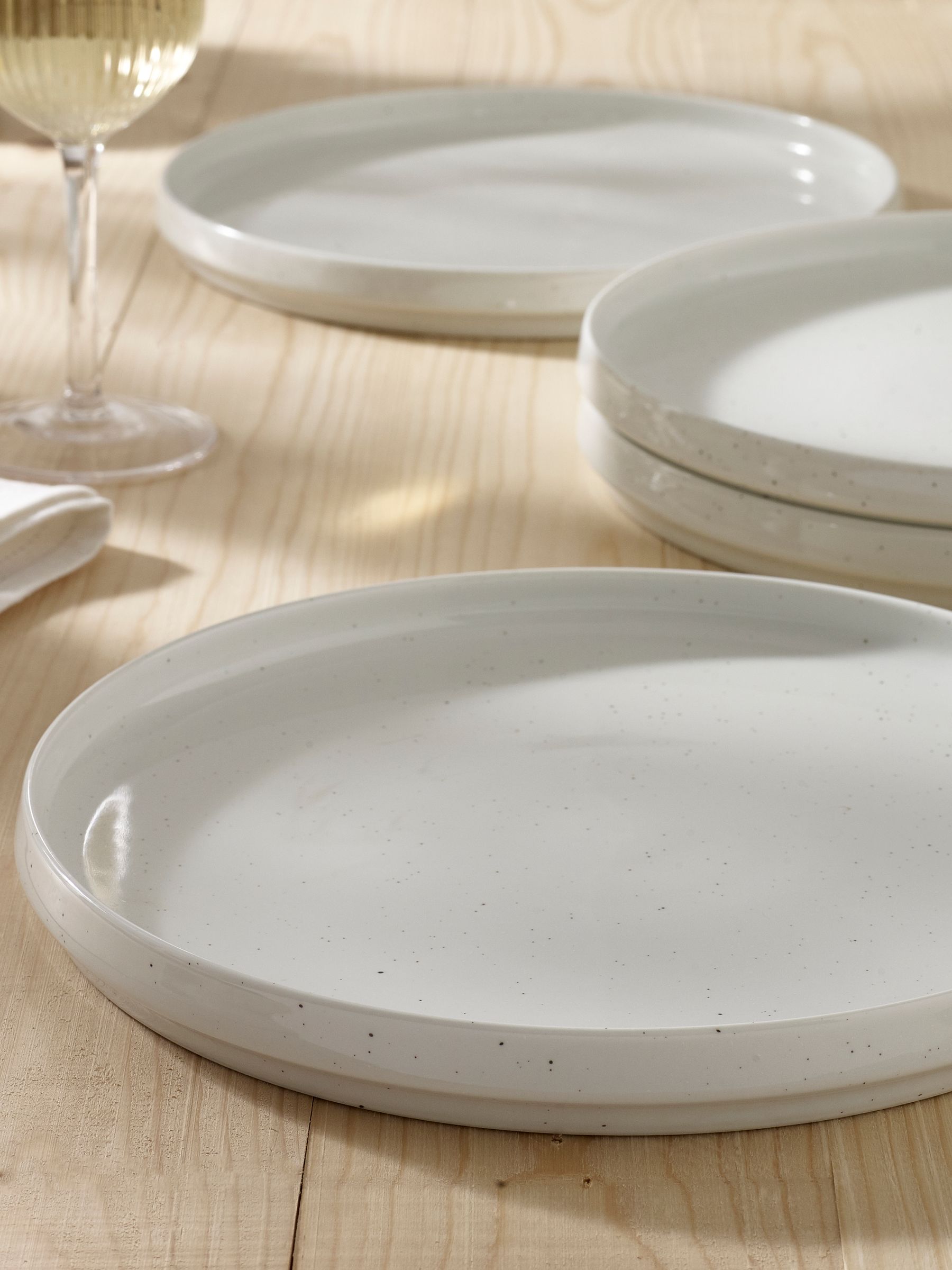 Buy Cream Hayden Speckle Dinnerware Set of 4 Dinner Plates from the ...