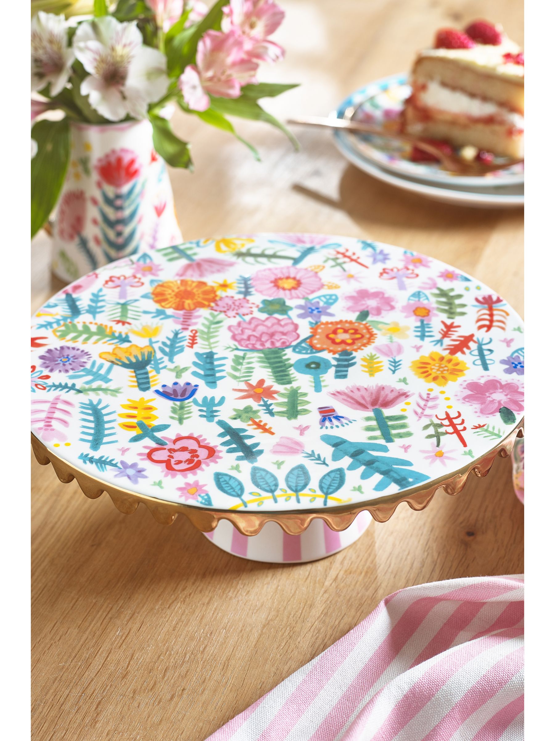 Buy Lucy Tiffney Floral Scallop Edge Cake Stand from the Next UK online ...