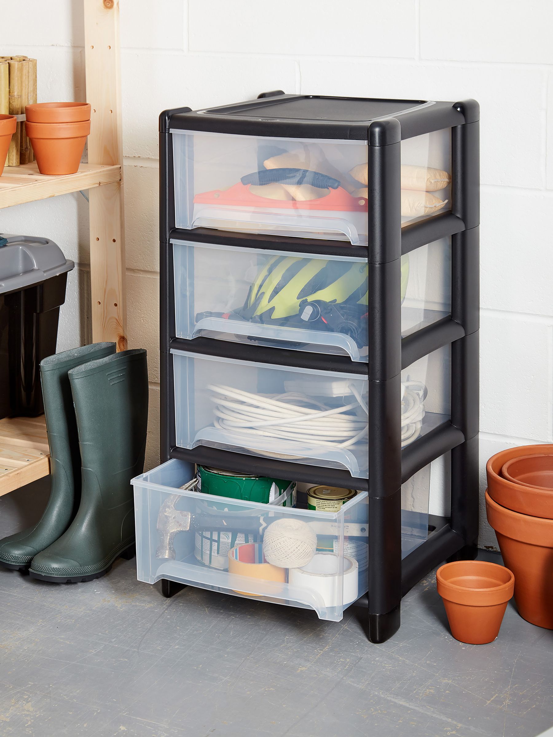 Buy Wham Grey 1 x Deep 4 Drawer Tower Home and Office Storage ...