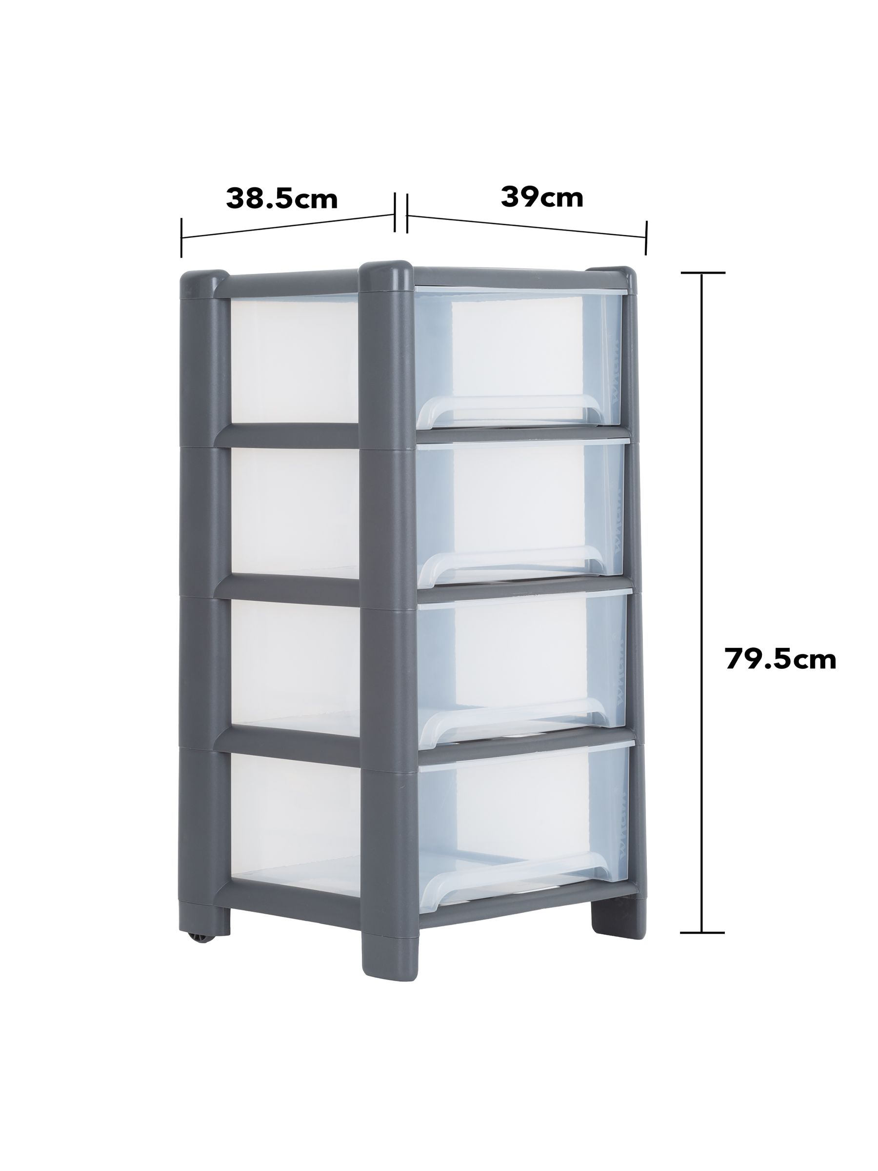 Buy Wham Grey 1 x Deep 4 Drawer Tower Home and Office Storage ...