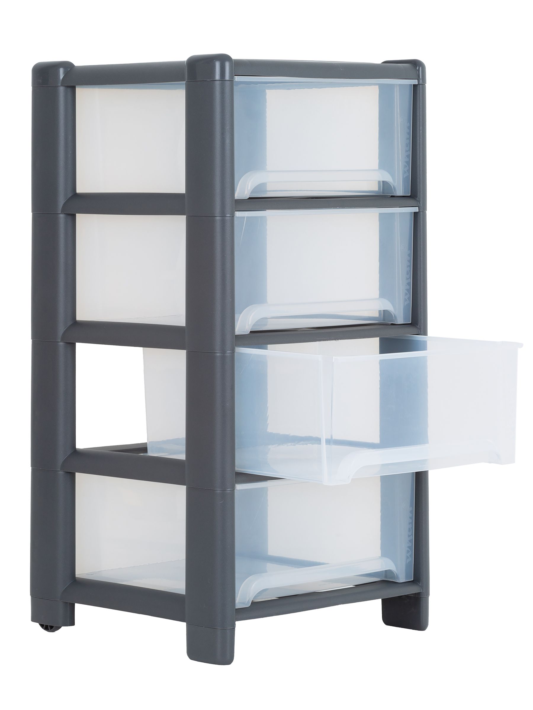 Buy Wham Grey 1 x Deep 4 Drawer Tower Home and Office Storage ...