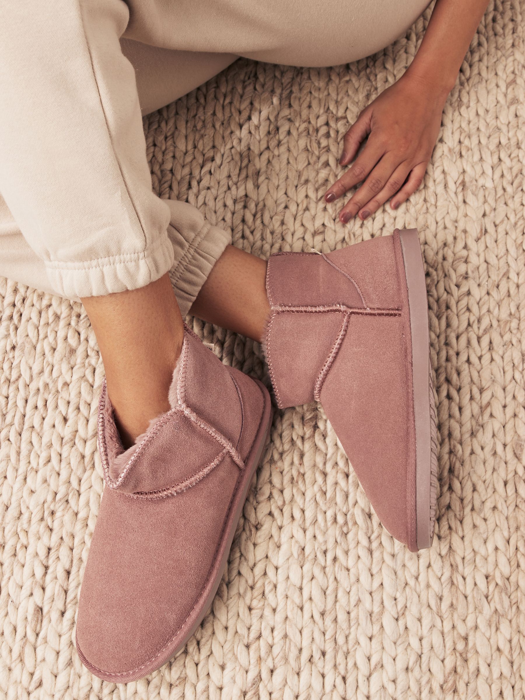 Buy Mink Pink Faux Fur Lined Suede Slipper Boots from the Next UK ...