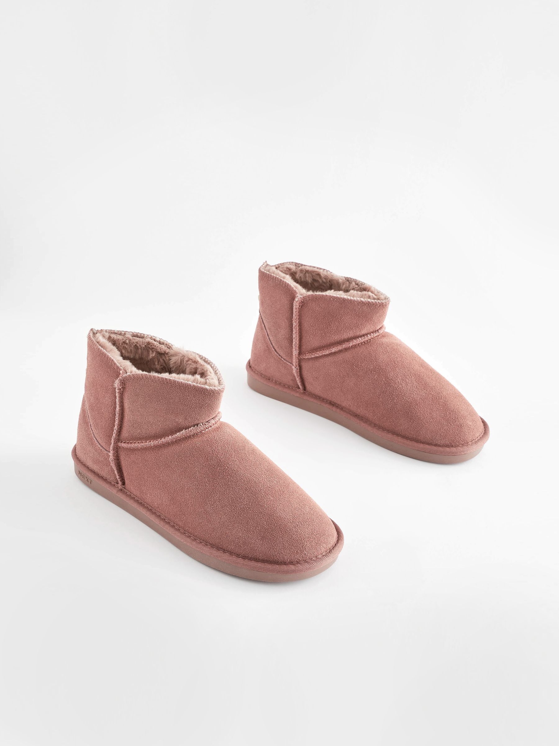 Buy Mink Pink Faux Fur Lined Suede Slipper Boots from the Next UK ...