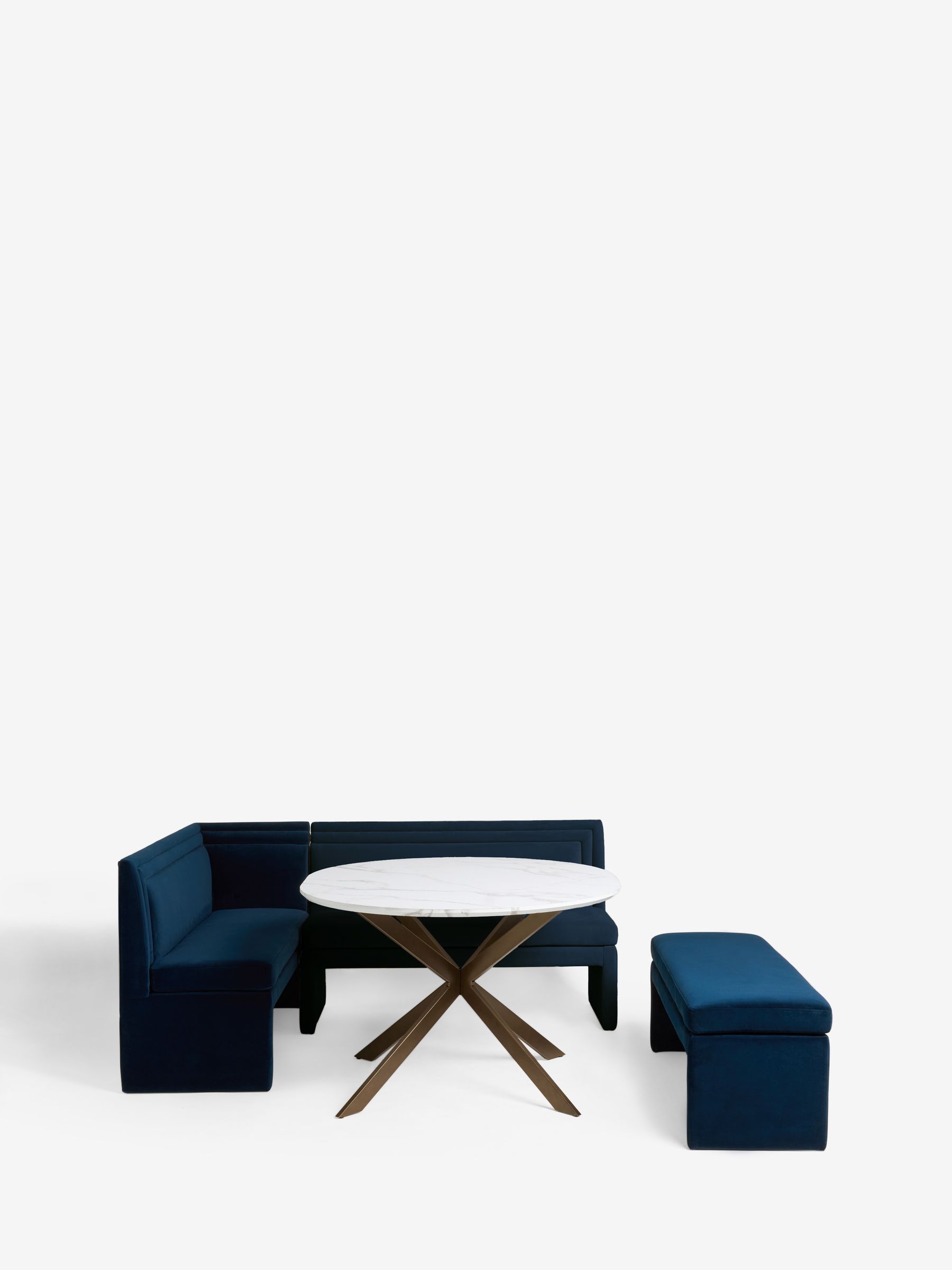 Buy Soft Velvet Navy 6 Seater Evie Dining Table and Corner Bench Set from the Next UK online shop