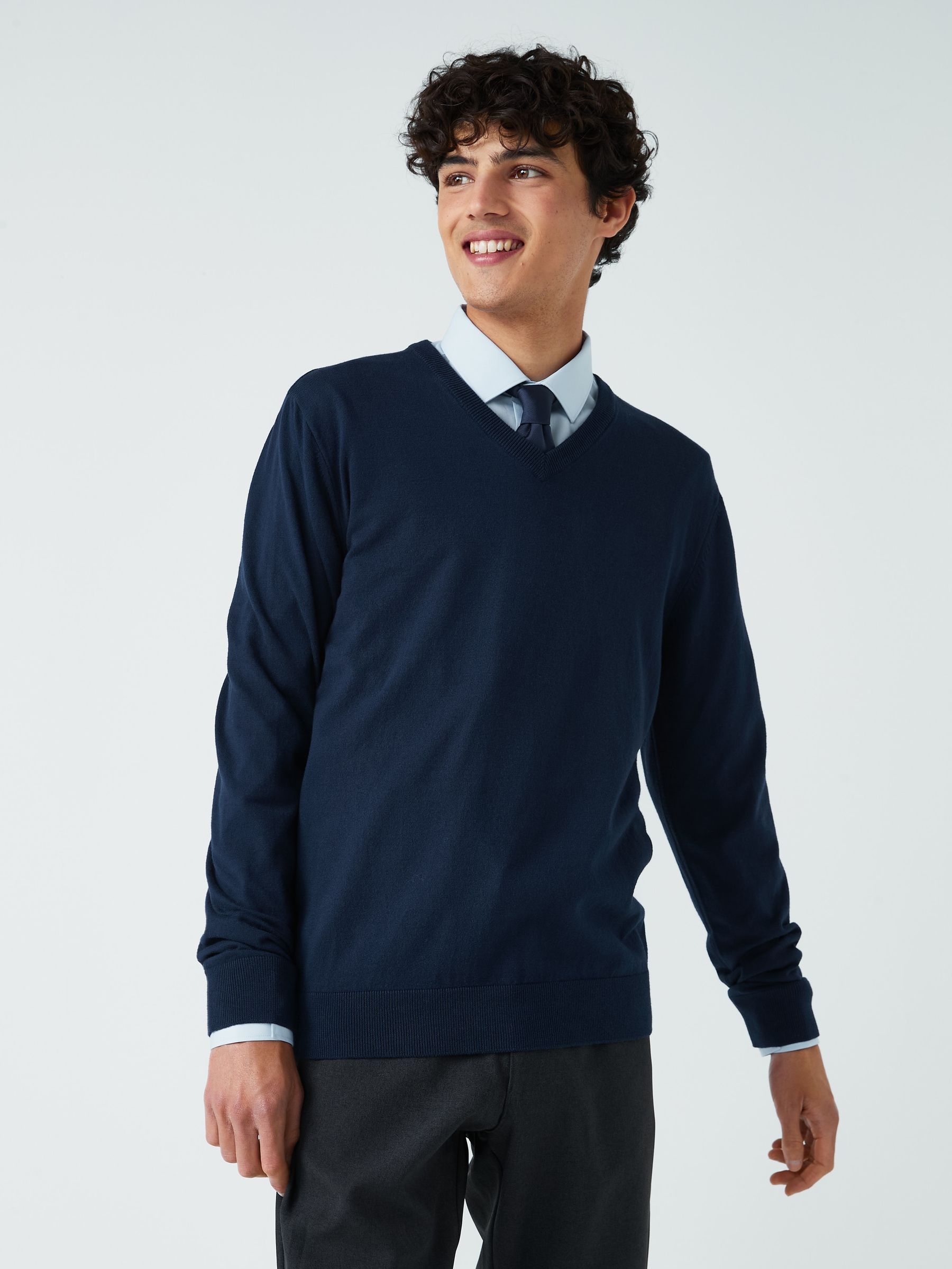 Buy Navy Blue V-Neck Regular Soft Touch Knit Jumper from the Next UK ...