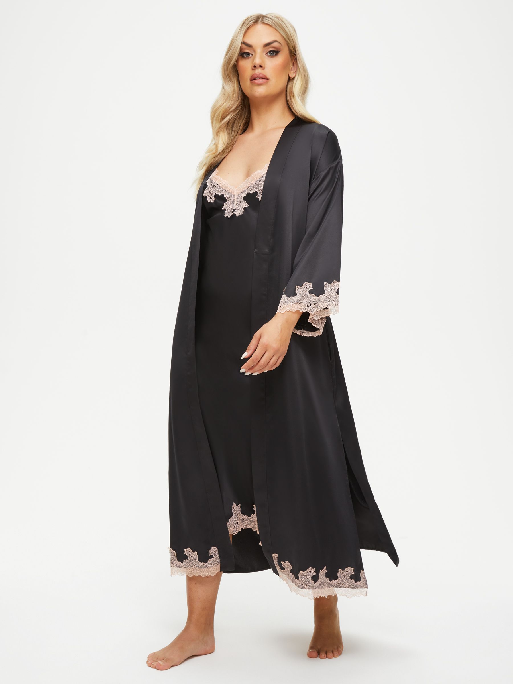 Buy Ann Summers Black Satin Sorella Maxi Robe Dressing Gown from the ...