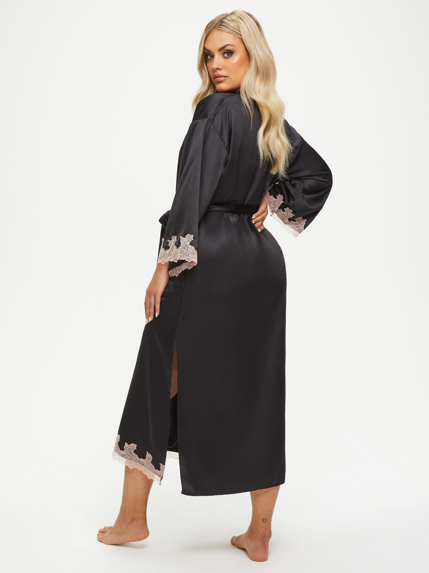 Buy Ann Summers Black Satin Sorella Maxi Robe Dressing Gown from the ...
