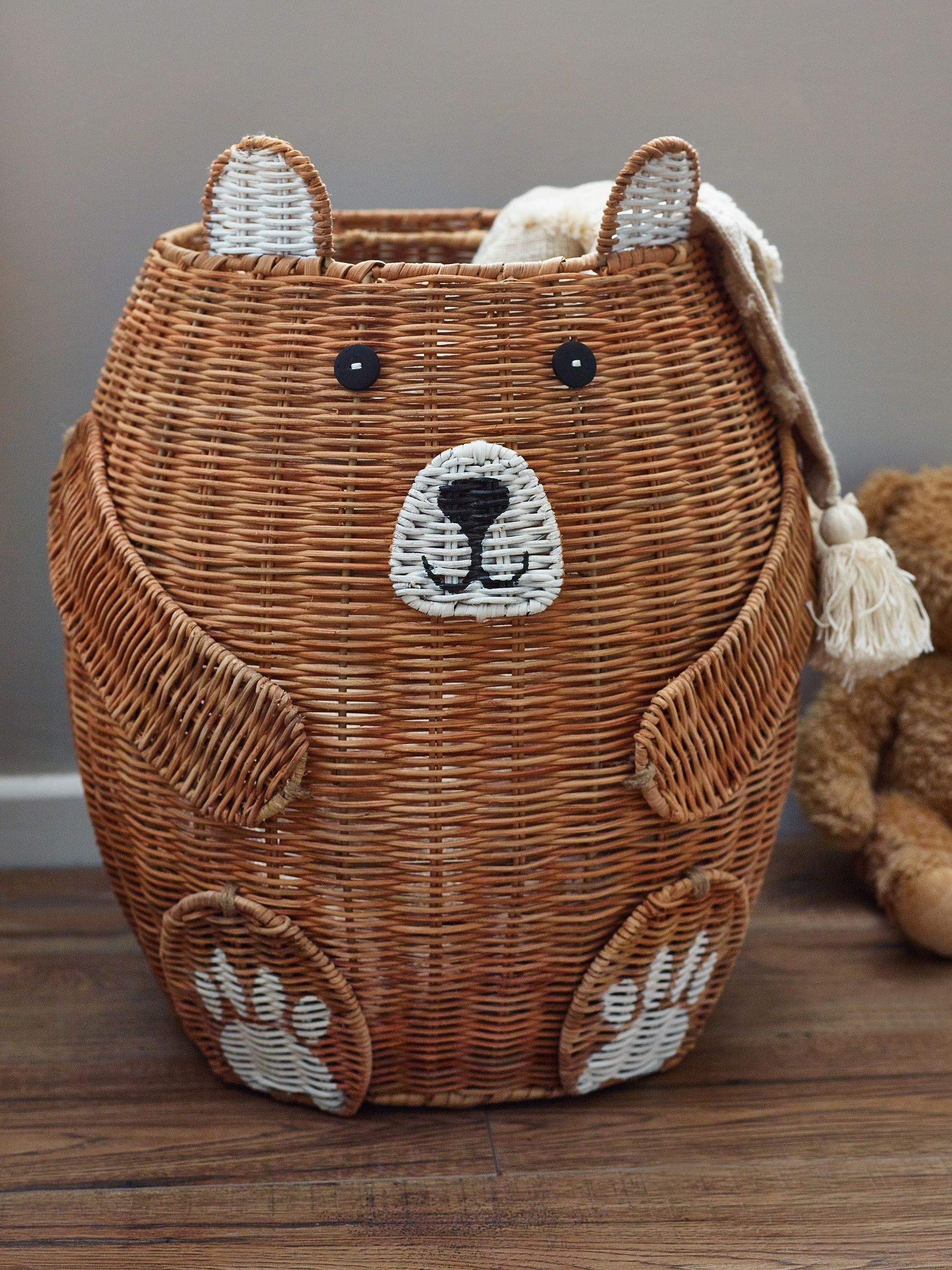 Buy Brown Bertie Bear Kids Storage Basket Bedside Table from the Next ...