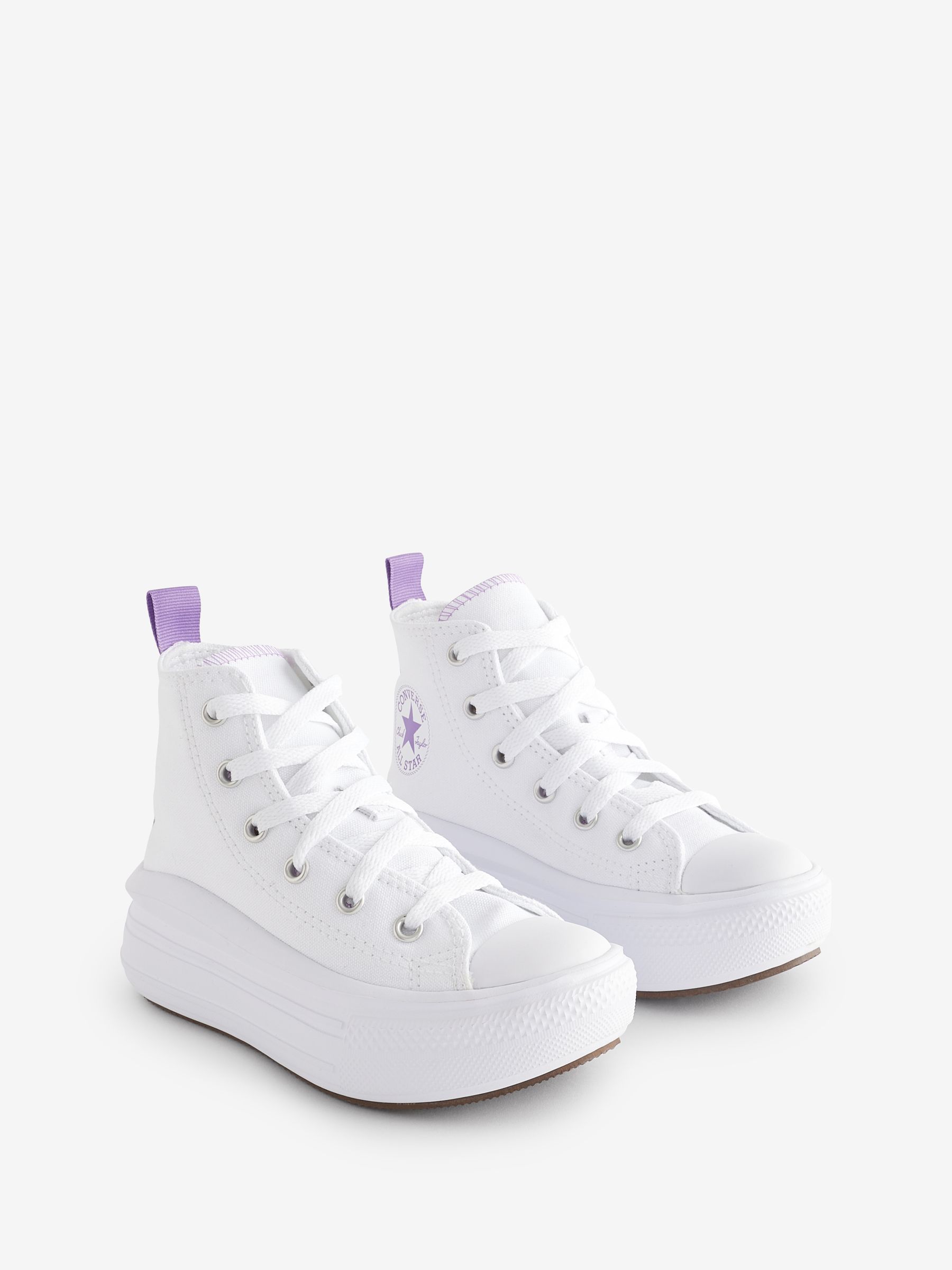 Converse White Purple Move Platform High Top Junior Trainers US 11.5 Childrens